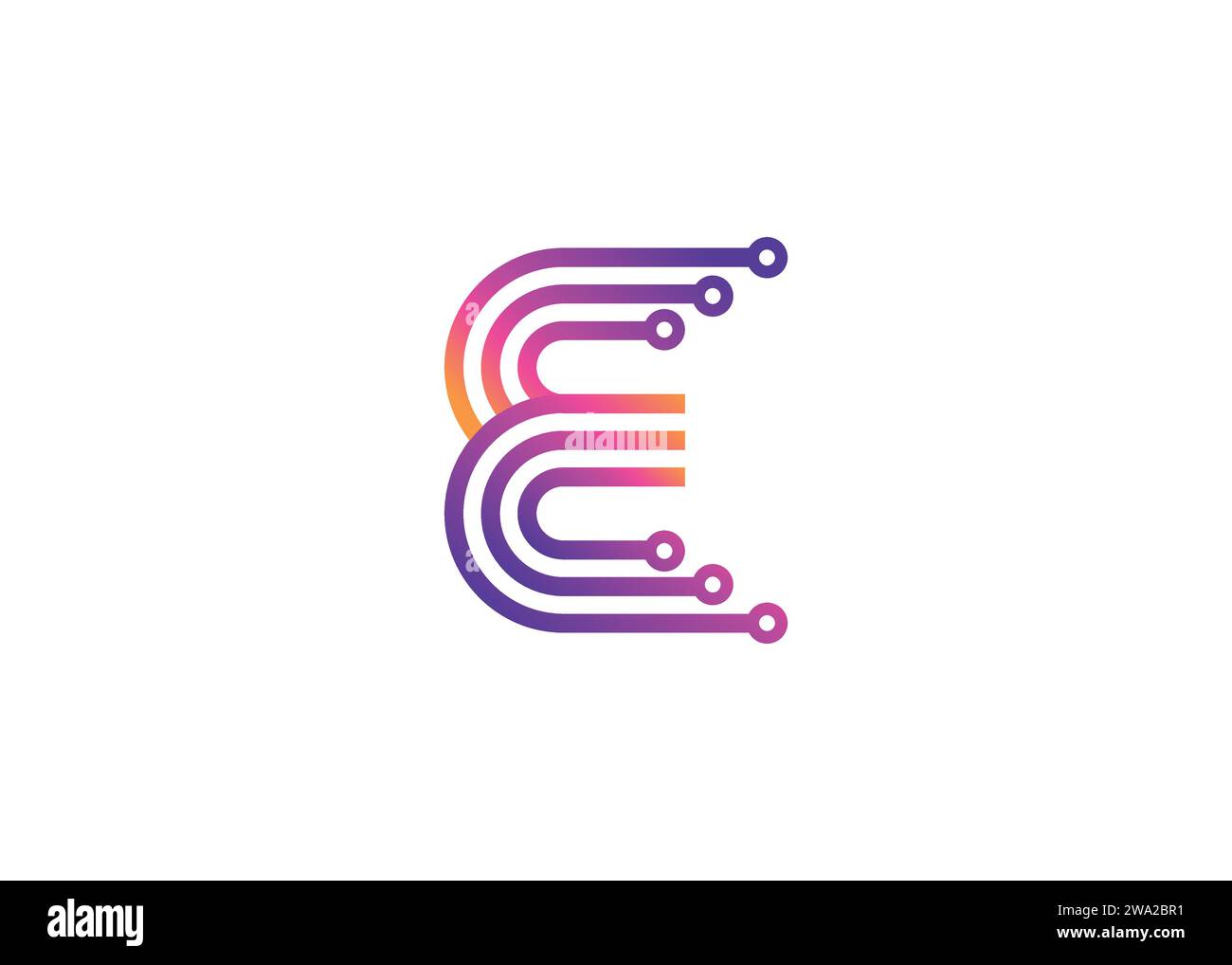 Letter E Technology vector monogram logo design template. Letter E ...