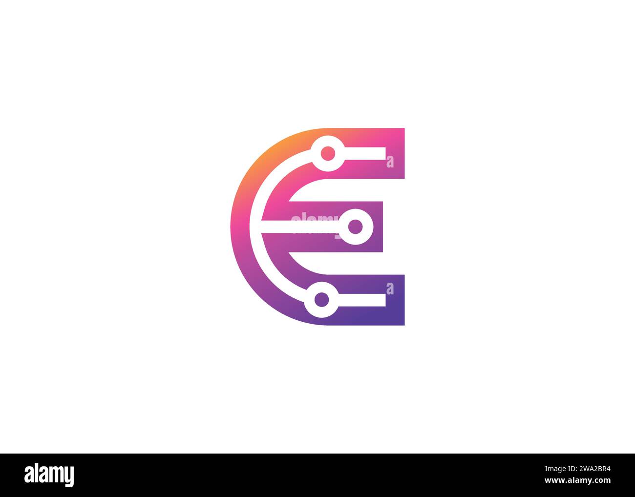 Letter E Technology vector monogram logo design template. Letter E ...