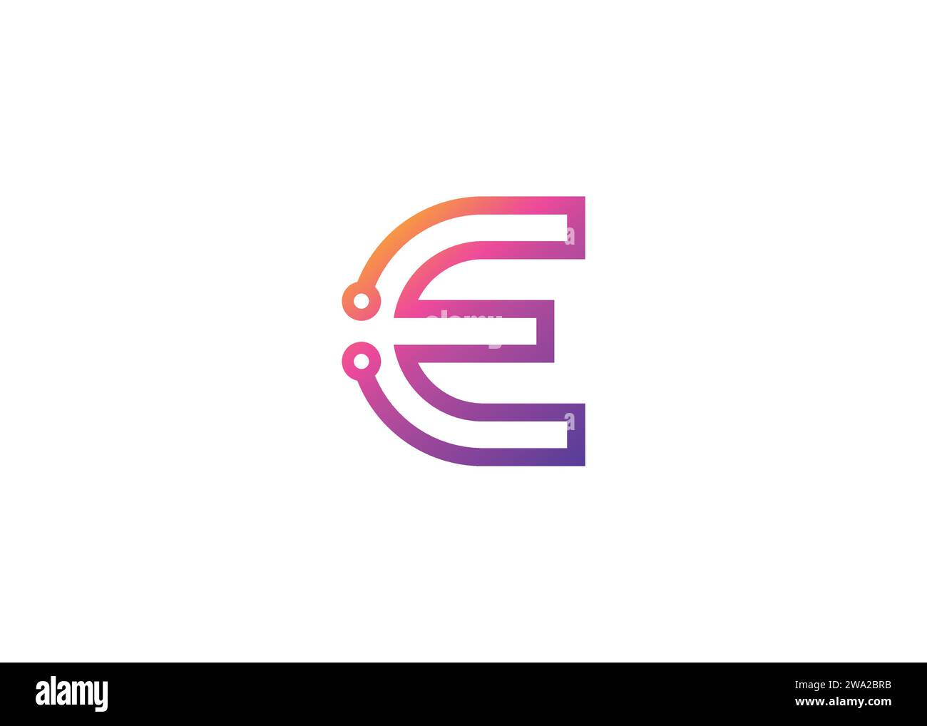 Letter E Technology vector monogram logo design template. Letter E ...
