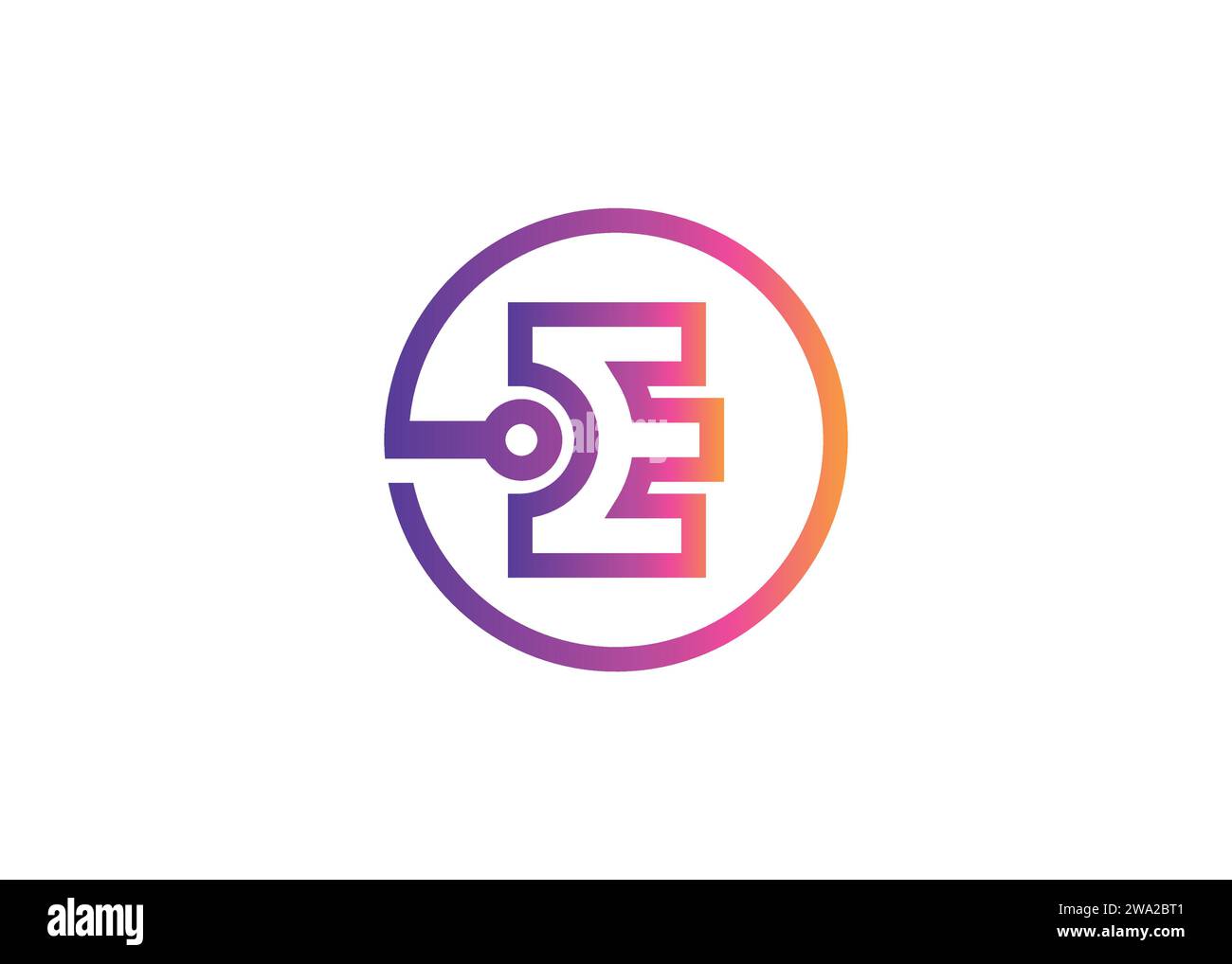 Letter E Technology vector monogram logo design template. Letter E ...