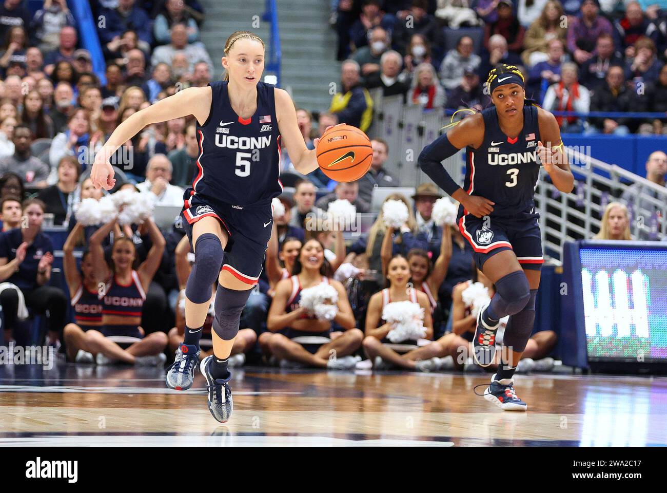 HARTFORD, CT - DECEMBER 31: UConn Huskies guard Paige Bueckers (5) fast ...