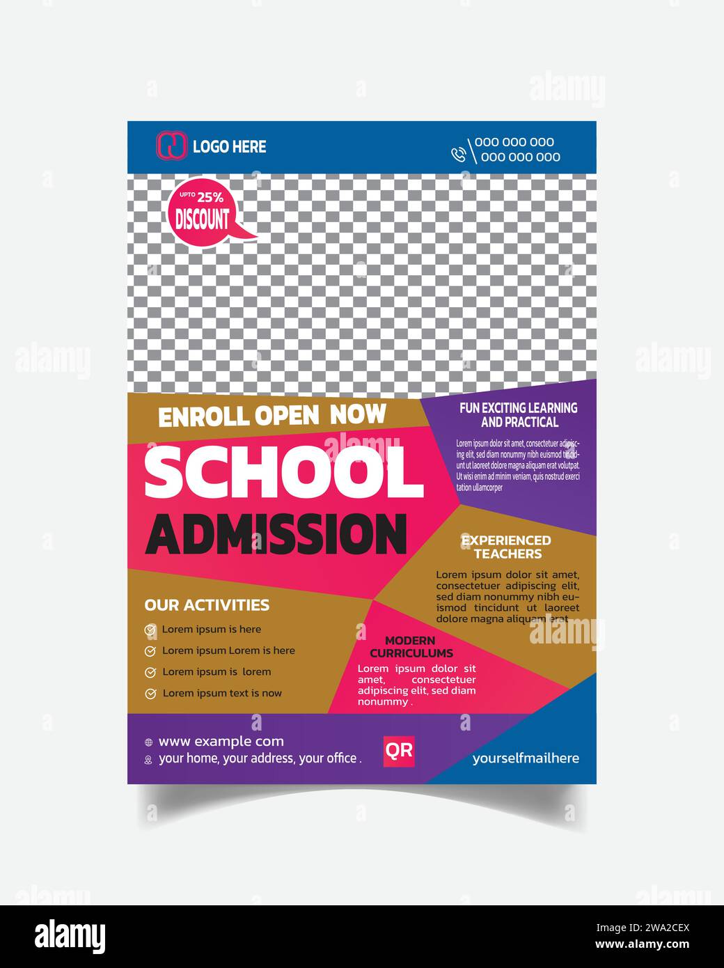 Elegant Colorful School Flyer Template and Trendy Admission Leaflet or ...