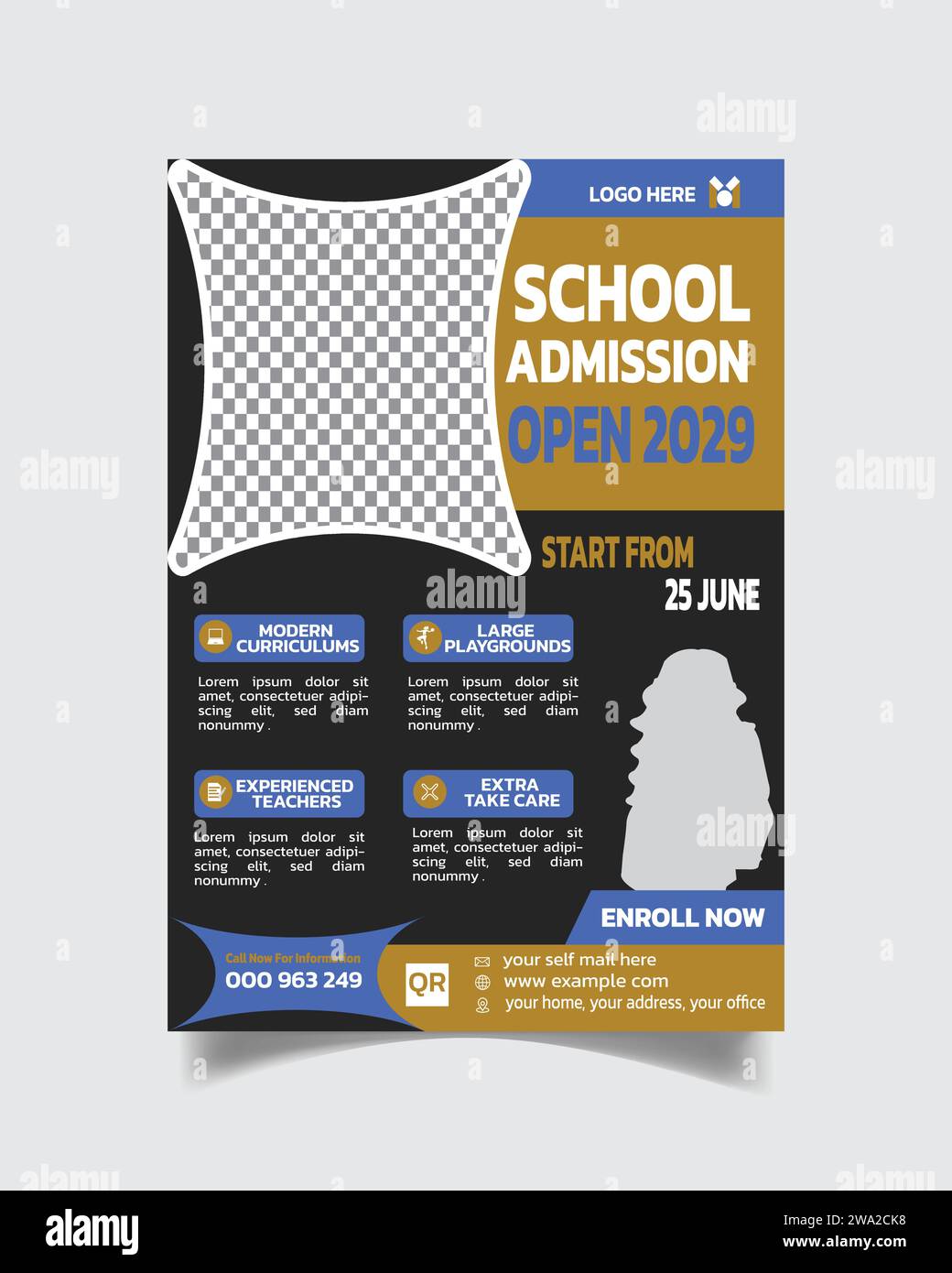 Creative Unique School Flyer Template and Wonderful Admission Leaflet Private School Poster ...