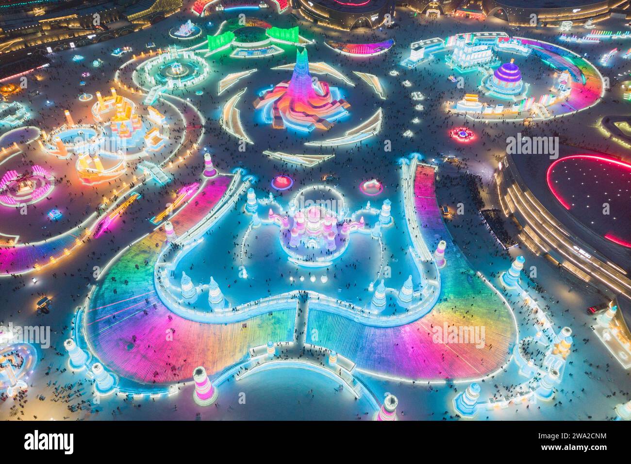 Harbin, China's Heilongjiang Province. 1st Jan, 2024. This aerial photo ...