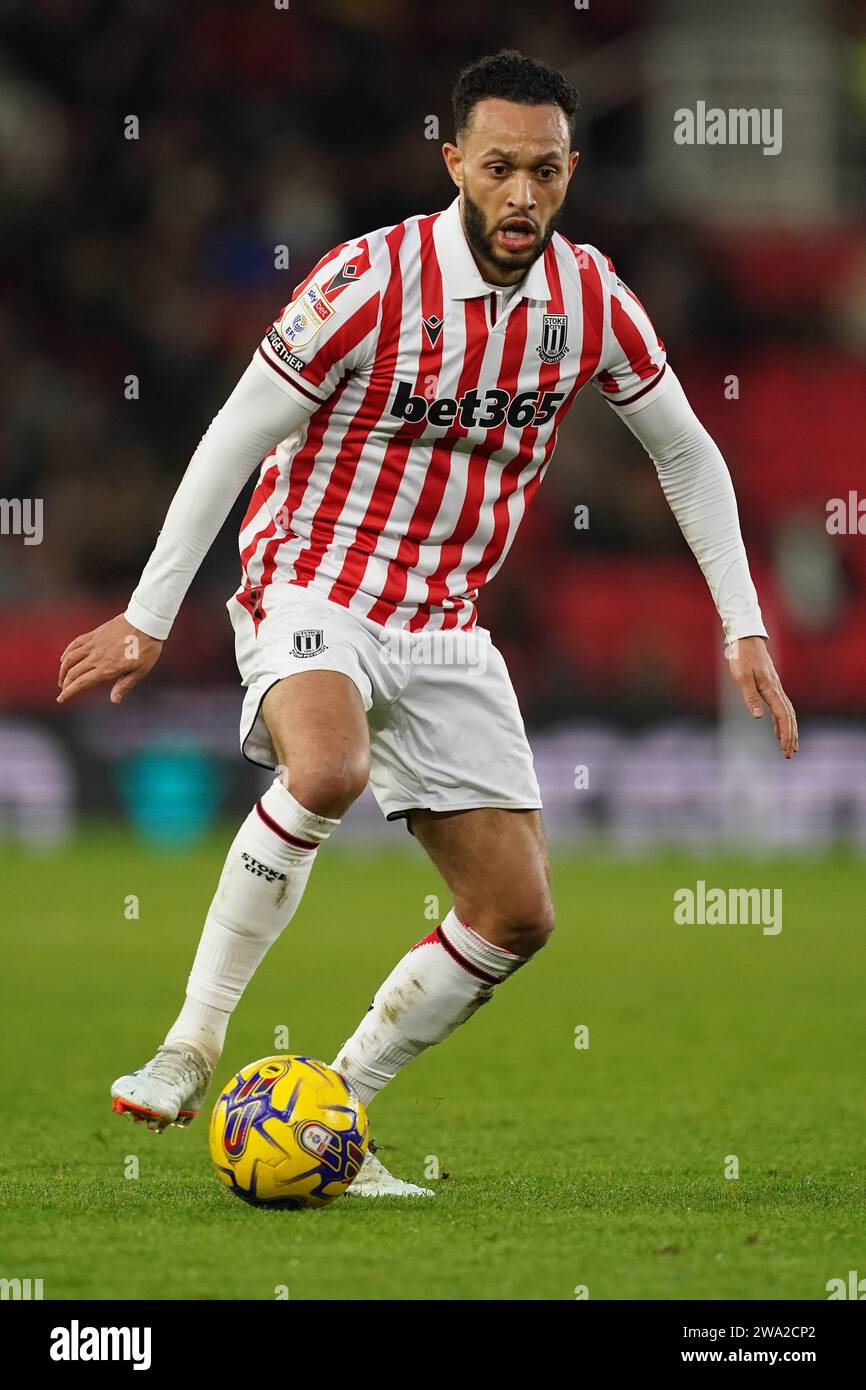 Stoke City's Lewis Baker in action during the Sky Bet Championship match at the Bet365 Stadium ...
