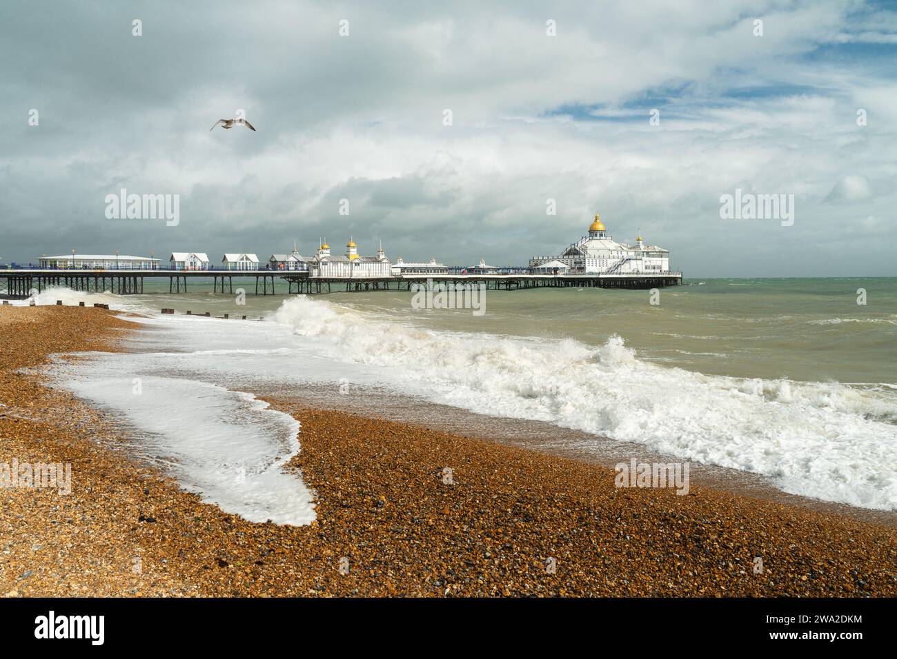 Eastbourne Beach and Pier - Sussex, England, UK Stock Photo - Alamy