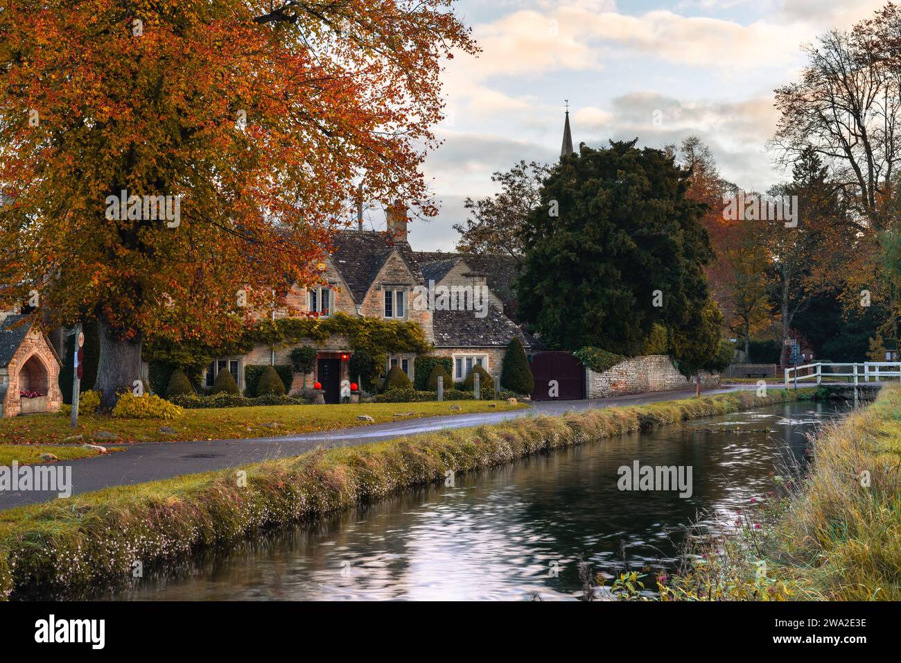 Autumn in Lower Slaughter, Cotswolds Village, England, UK Stock Photo ...
