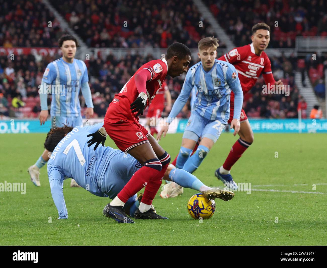 Middlesbrough, UK. 01st Jan, 2024. Isaiah Jones of Middlesbrough In ...