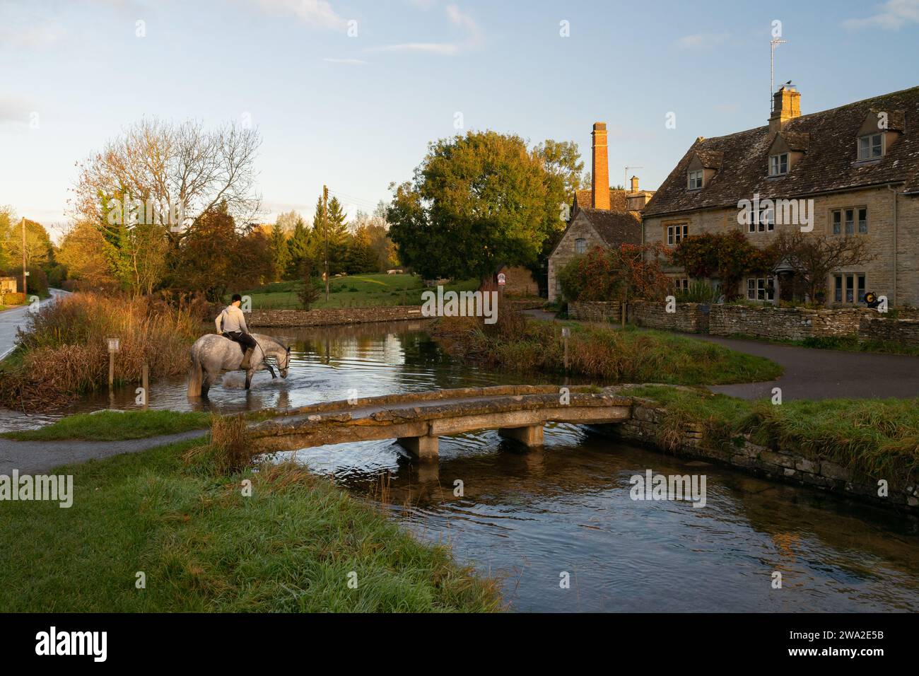 Autumn in Lower Slaughter, Cotswolds Village, England, UK Stock Photo ...
