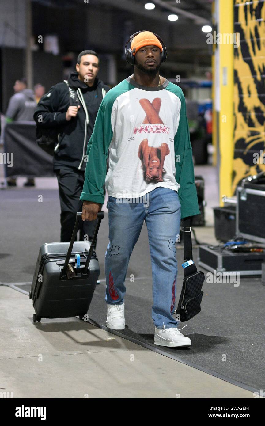 Carolina Panthers linebacker Deion Jones arrives to the stadium before ...