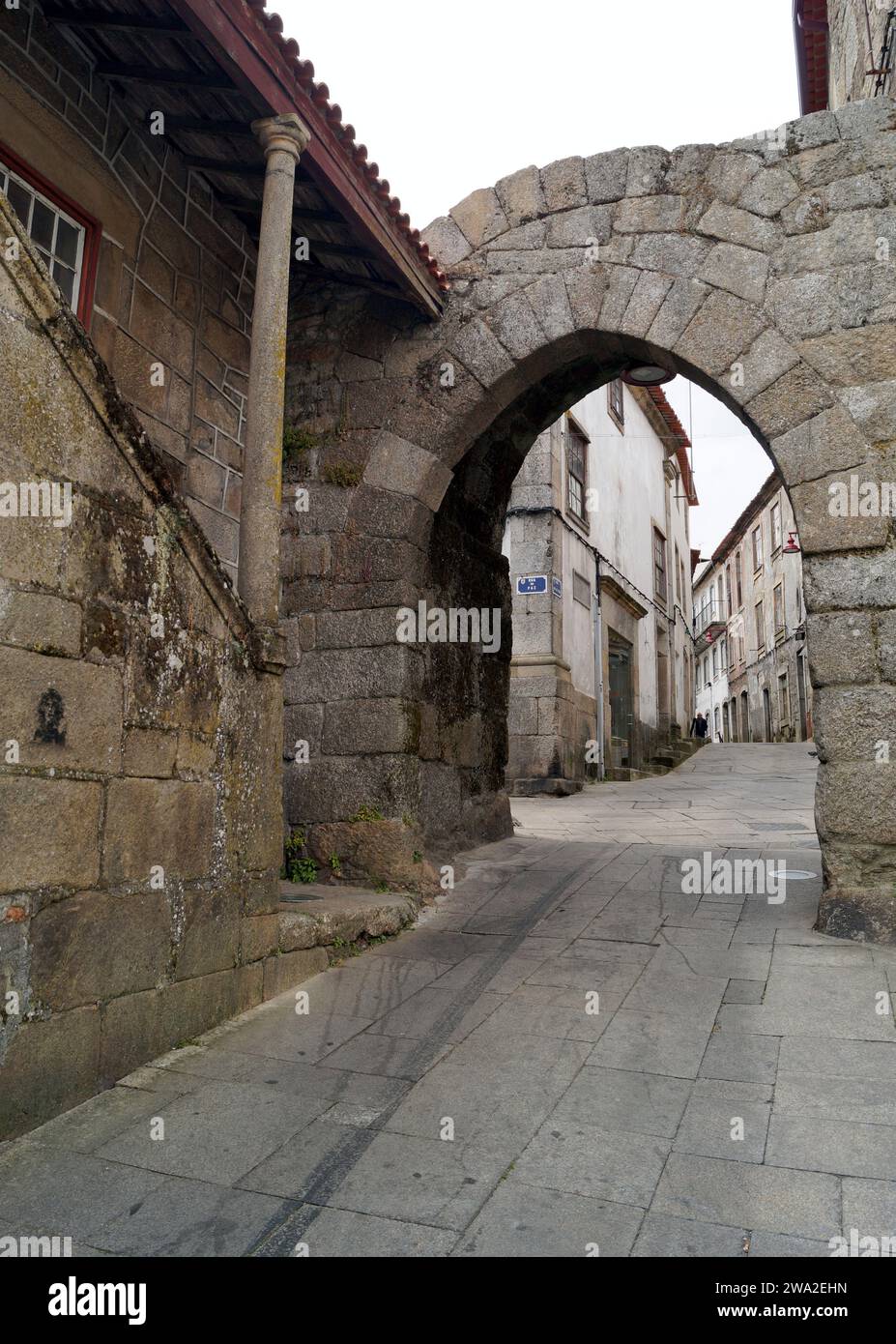 Stone arch of the medieval Sun Gate, Porta do Sol, aka Herb Gate, Porta ...
