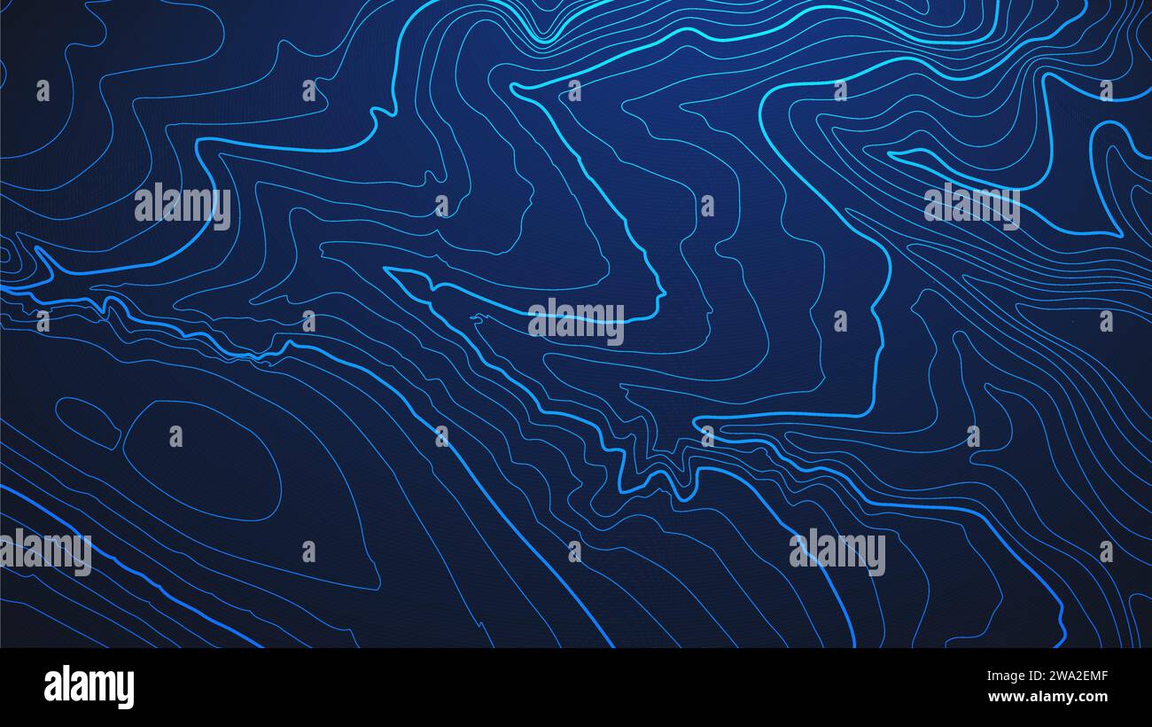 Topographic map blue technology background. Big data elevation map with ...