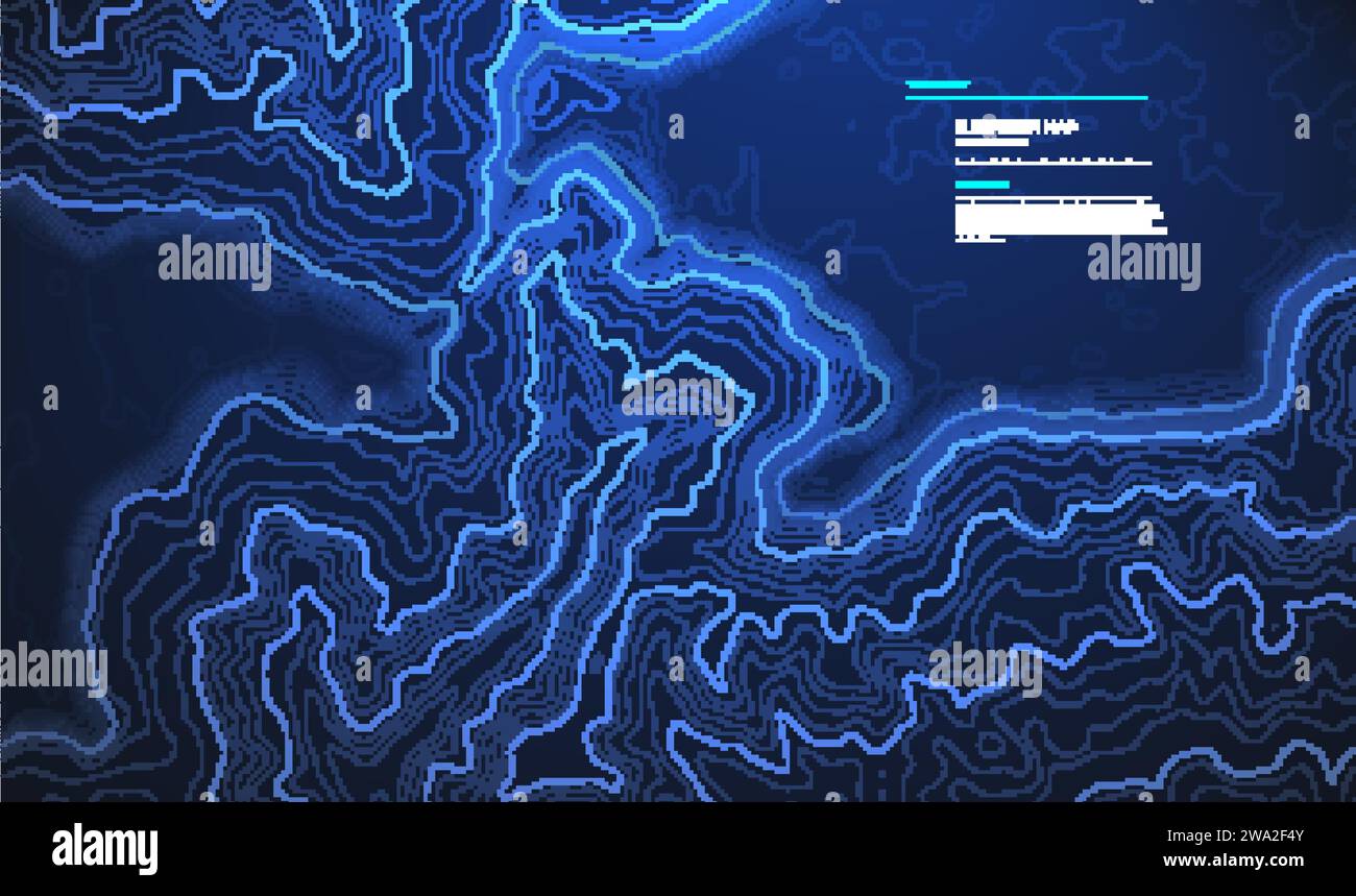 Topographic map blue technology background. Big data elevation map with ...