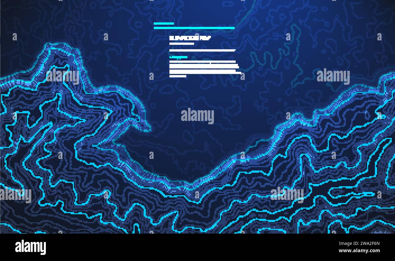 Topographic map blue technology background. Big data elevation map with ...
