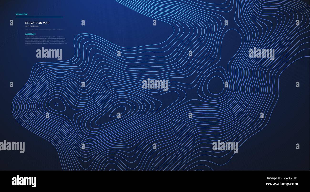 Topographic map blue technology background. Big data elevation map with ...