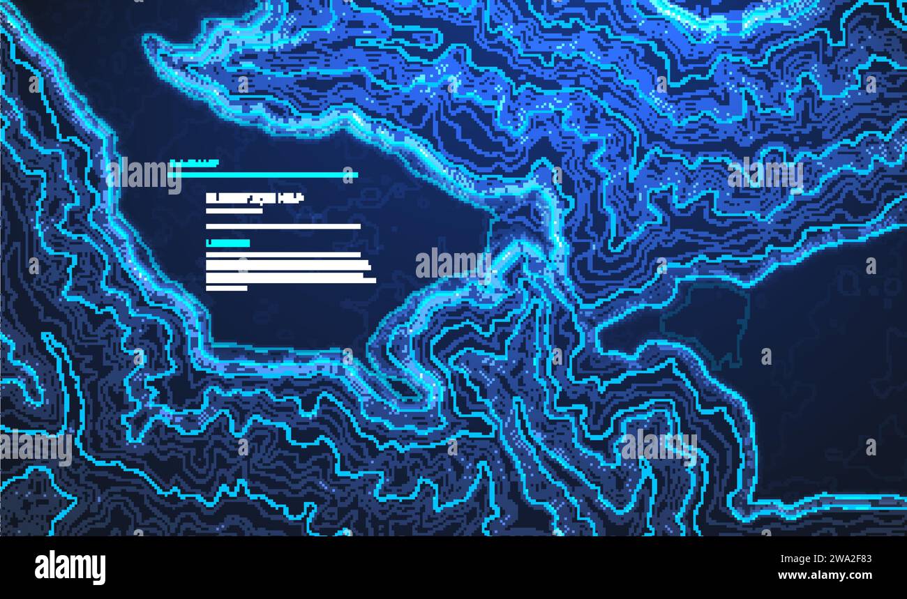 Topographic map blue technology background. Big data elevation map with ...