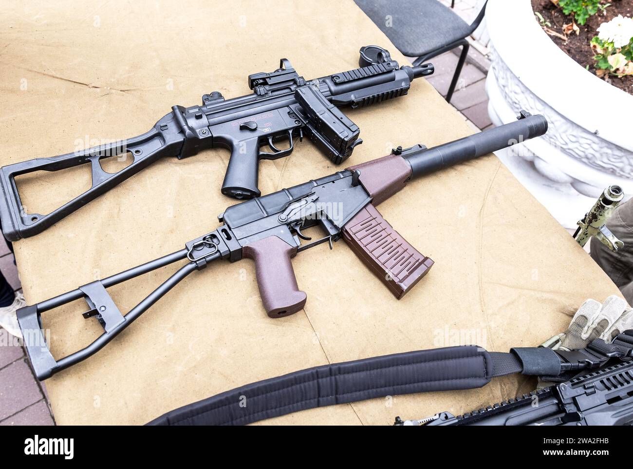 Modern russian automatic and noiseless assault rifles. Tactical weapons ...