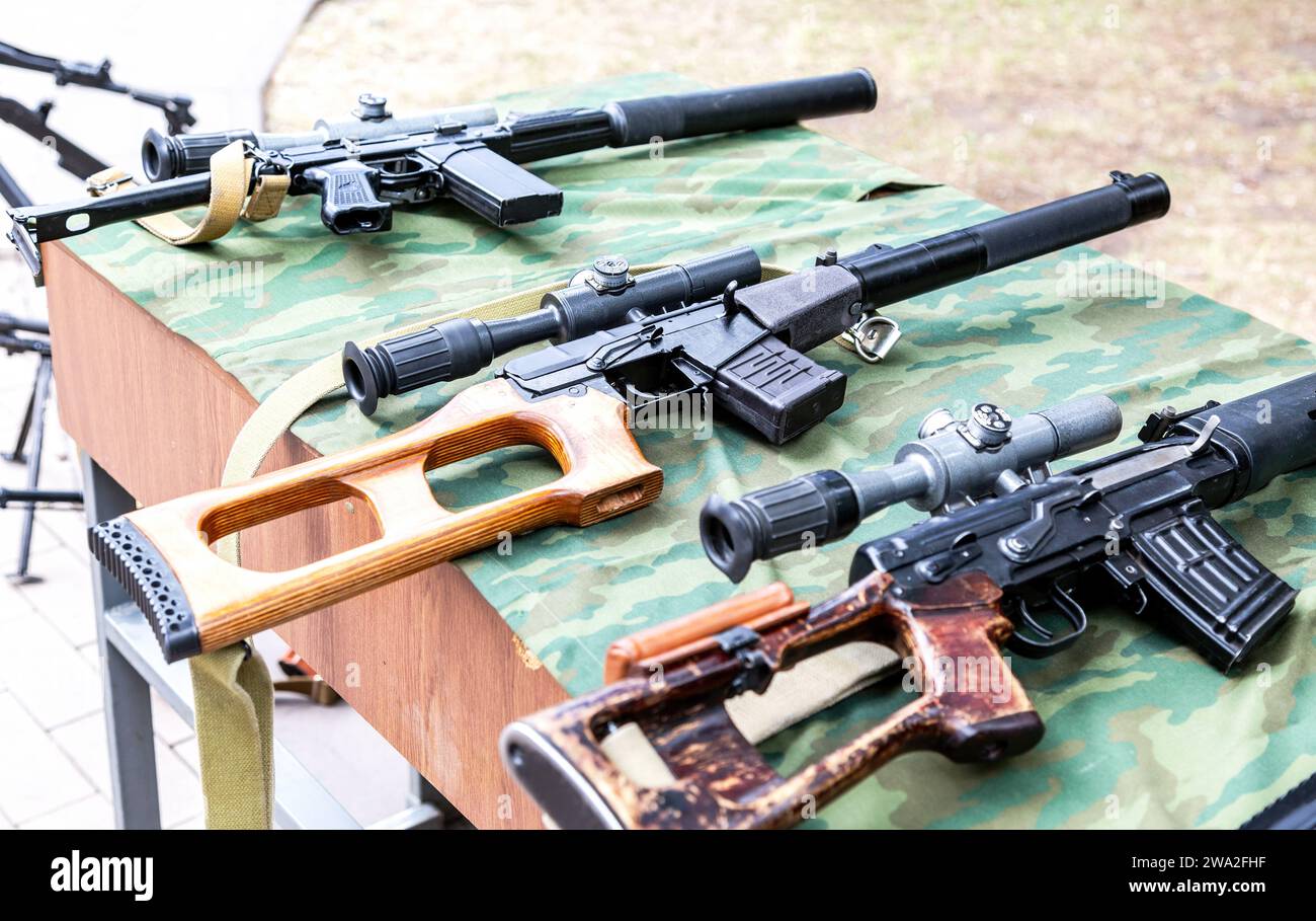 Modern russian automatic and noiseless assault rifles. Tactical weapons ...