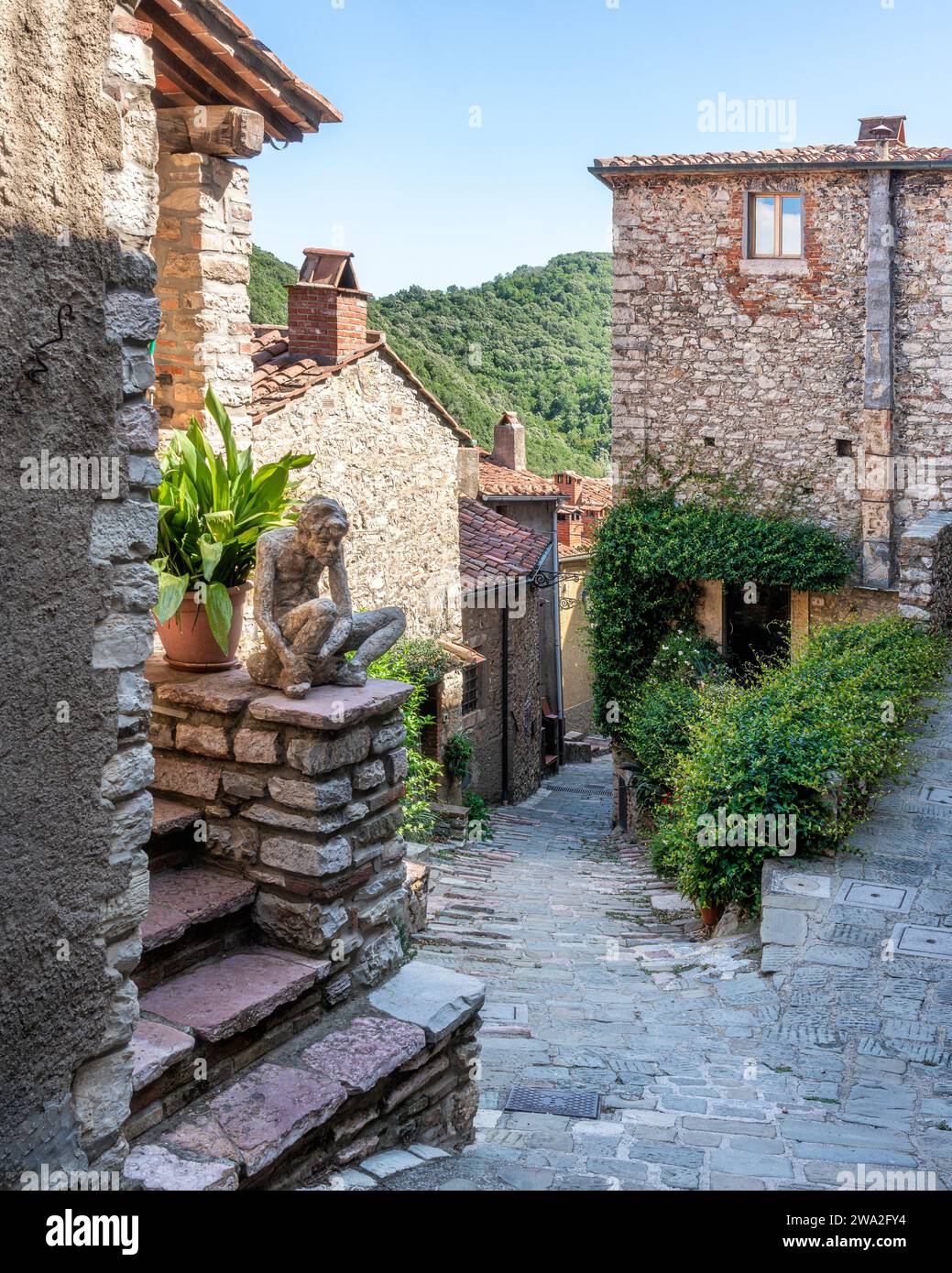 The beautiful village of Sassetta on a sunny summer day. Province of ...