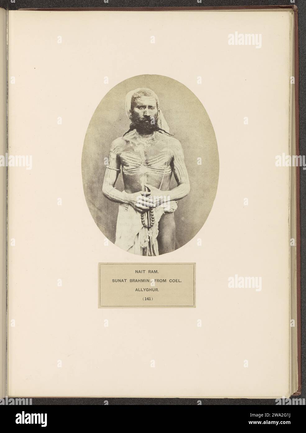 Portrait of Nait Ram, a Brahman with devotional paintings on his body ...