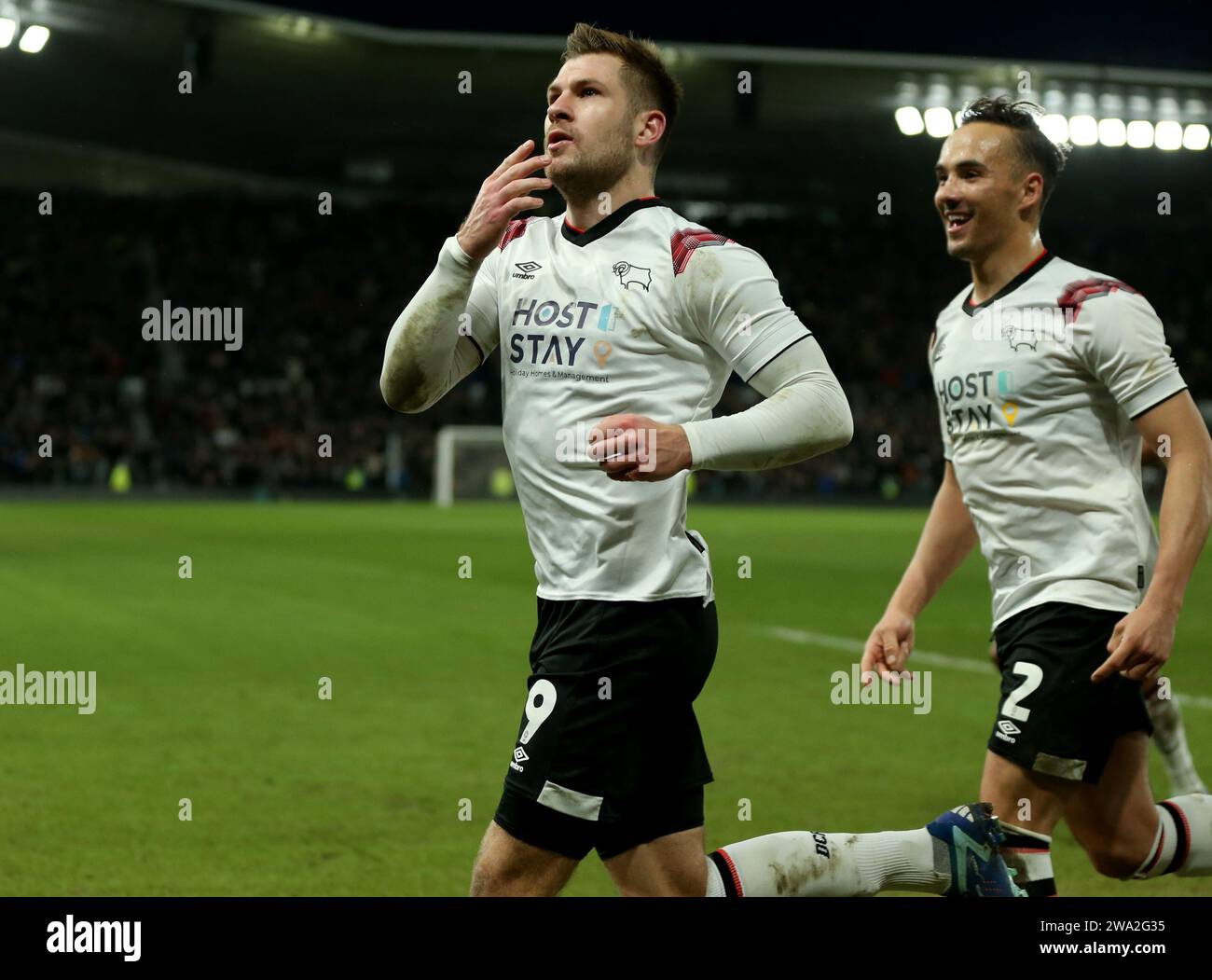 Derby County's James Collins celebrates scoring his sides second goal ...