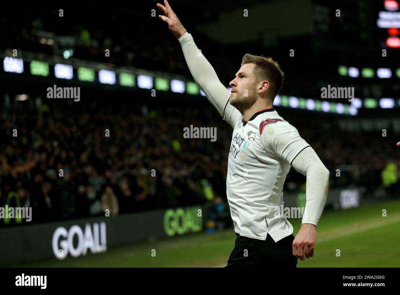 Derby County's James Collins celebrates scoring his sides second goal ...