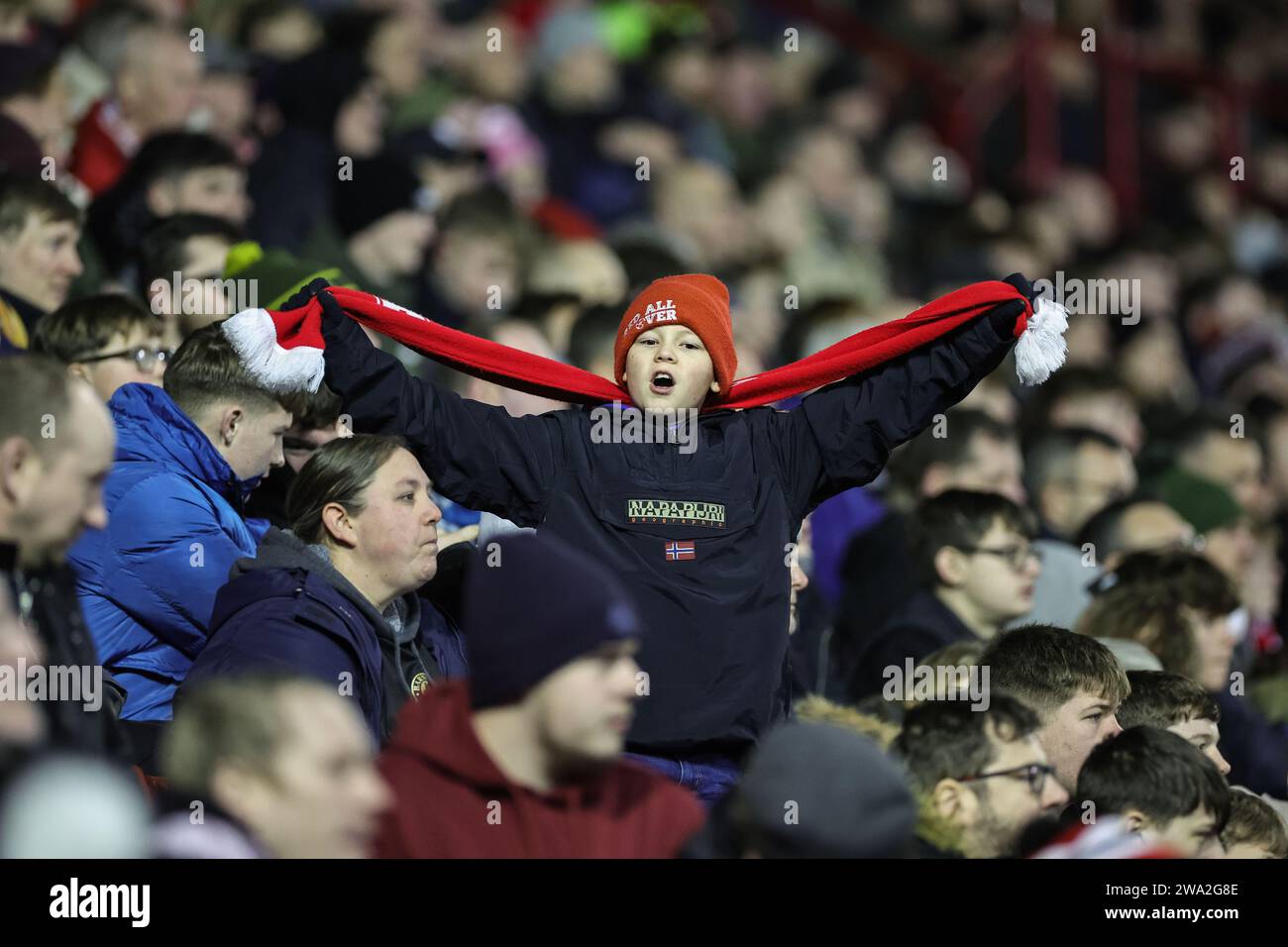 A young Barnsley fan sings away during the Sky Bet League 1 match ...