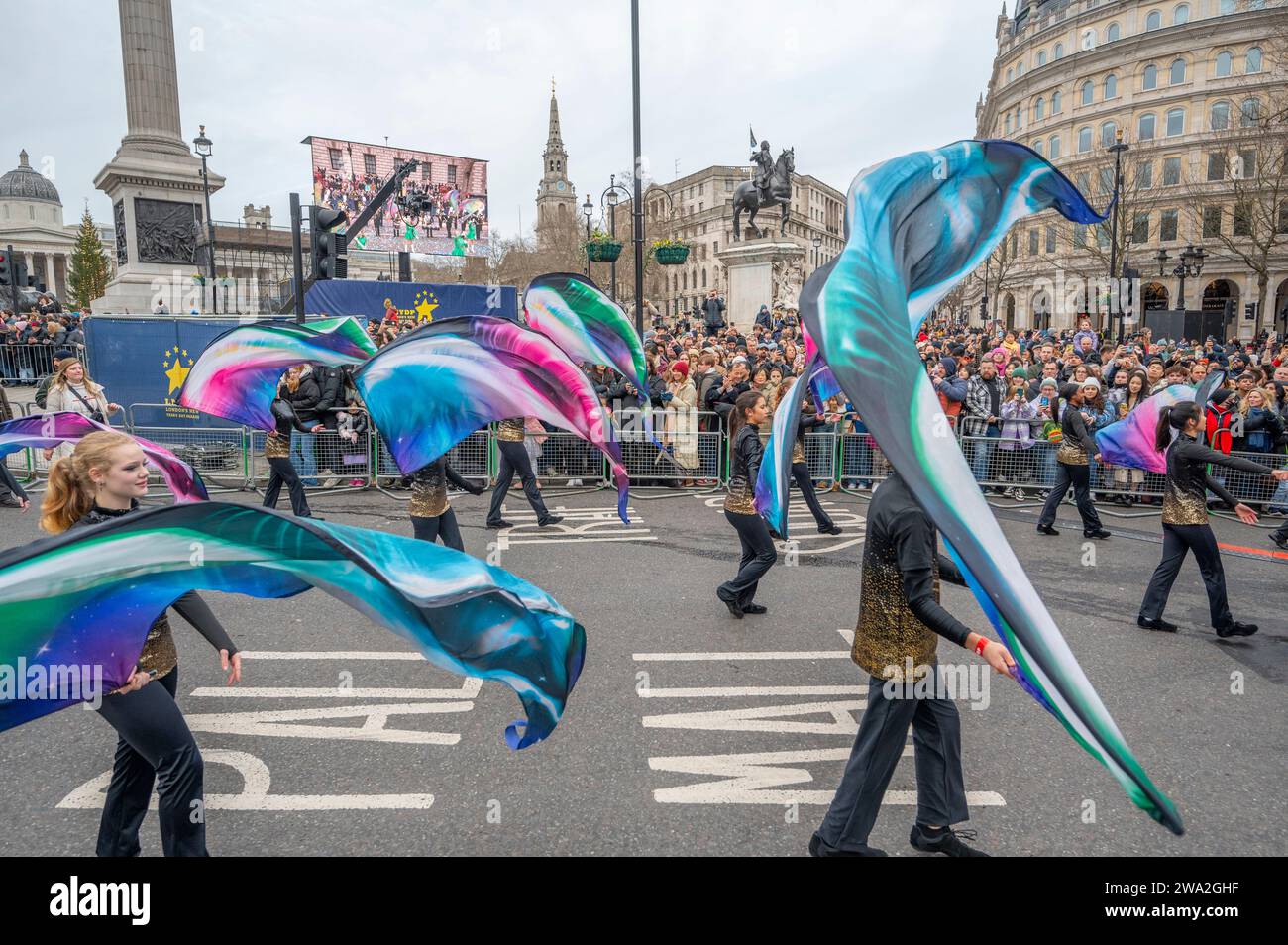 London, UK. 1st Jan, 2024. The colourful LNYDP2024 takes place in ...