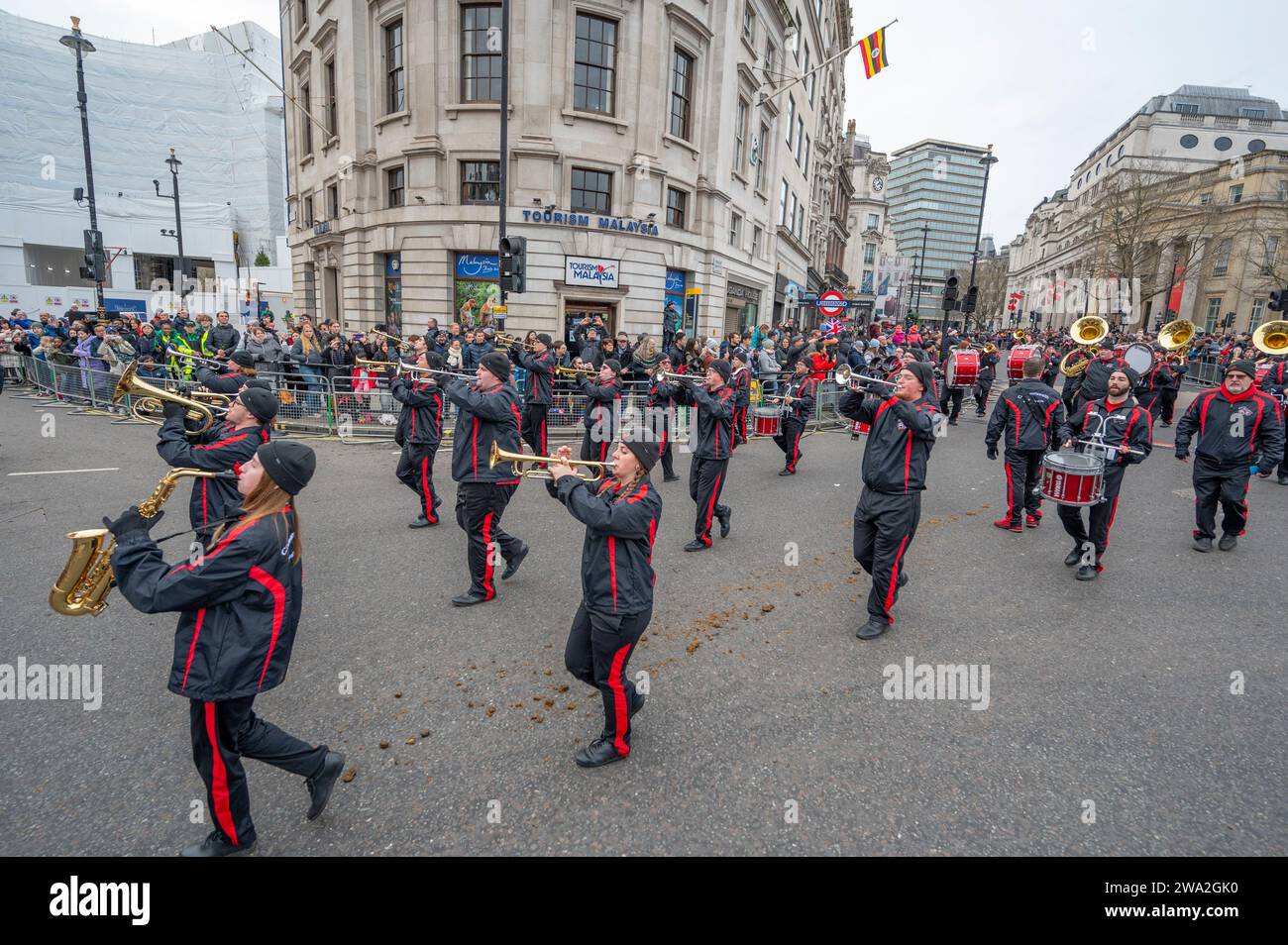 London, UK. 1st Jan, 2024. The colourful LNYDP2024 takes place in ...