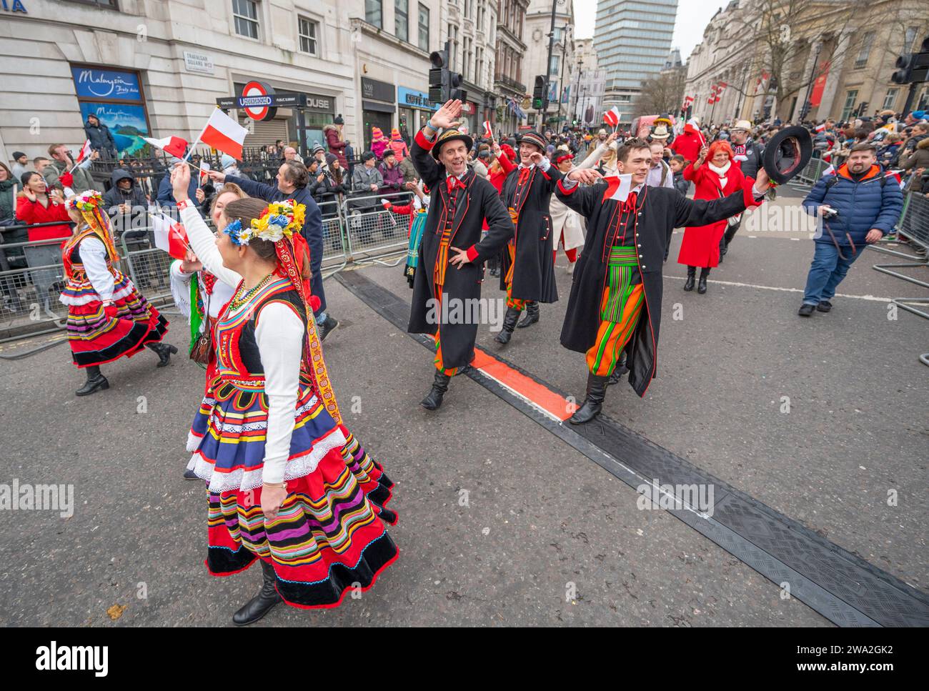 London, UK. 1st Jan, 2024. The colourful LNYDP2024 takes place in central London from Piccadilly ...