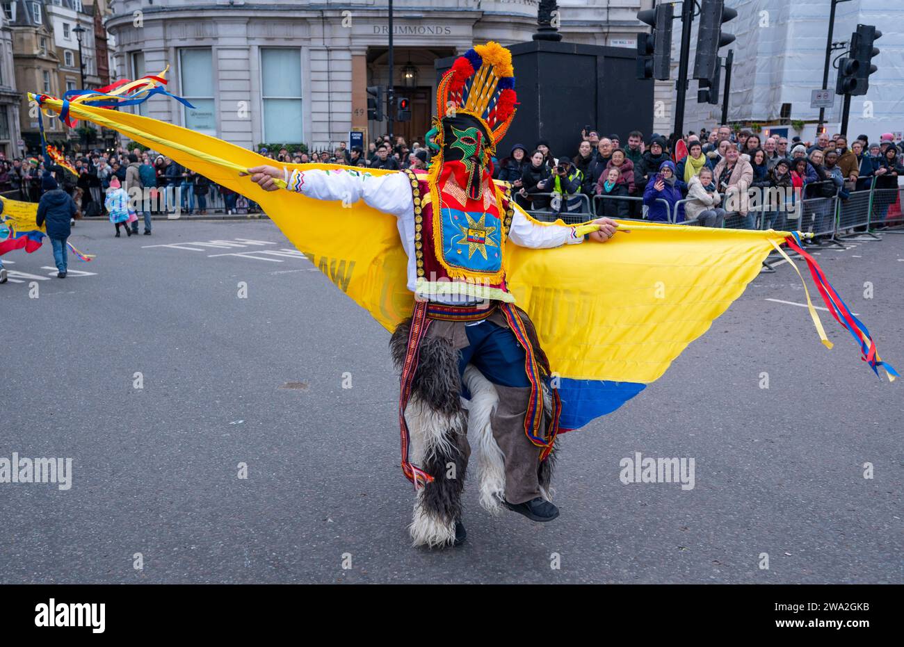London, UK. 1st Jan, 2024. The colourful LNYDP2024 takes place in central London from Piccadilly ...
