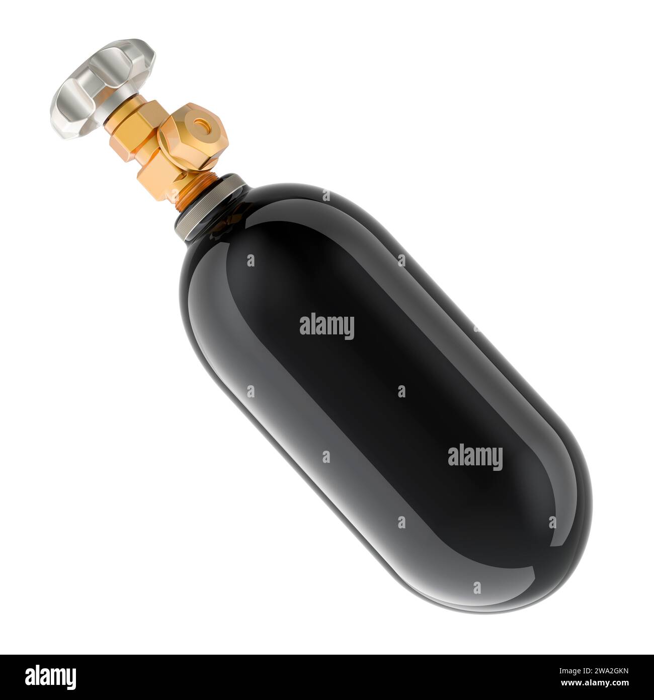 Black gas cylinder with carbon dioxide or nitrogen. 3D rendering ...