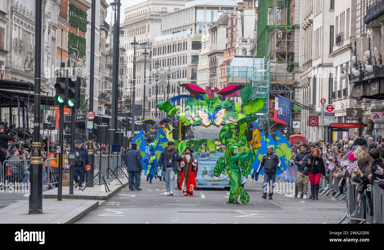 London, UK. 1st Jan, 2024. The colourful LNYDP2024 takes place in ...