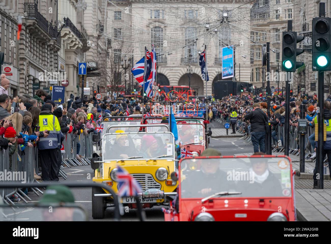 London, UK. 1st Jan, 2024. The colourful LNYDP2024 takes place in ...