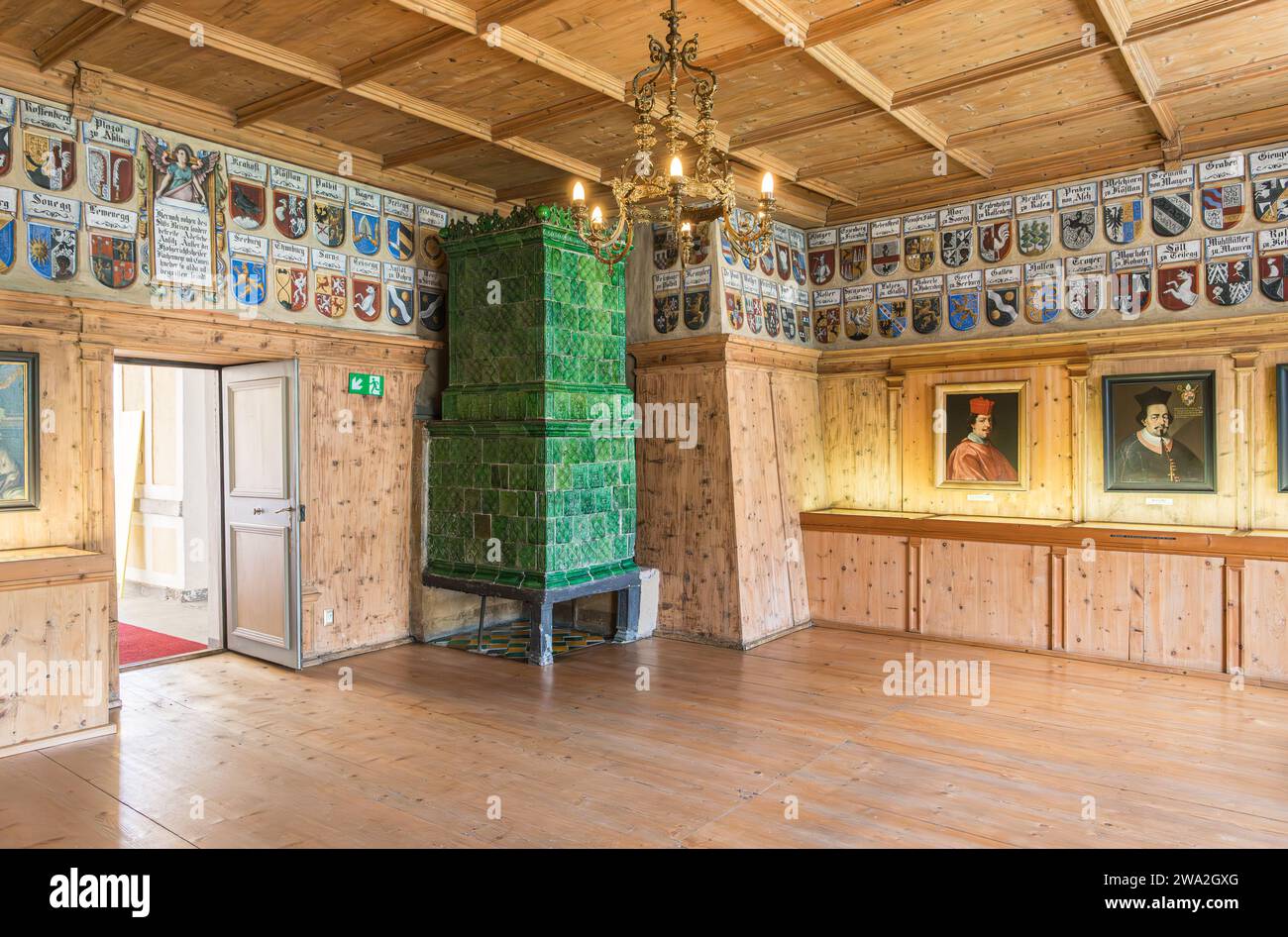 Portraits and heraldic coats of arms od Hofburg, palace of the princes ...