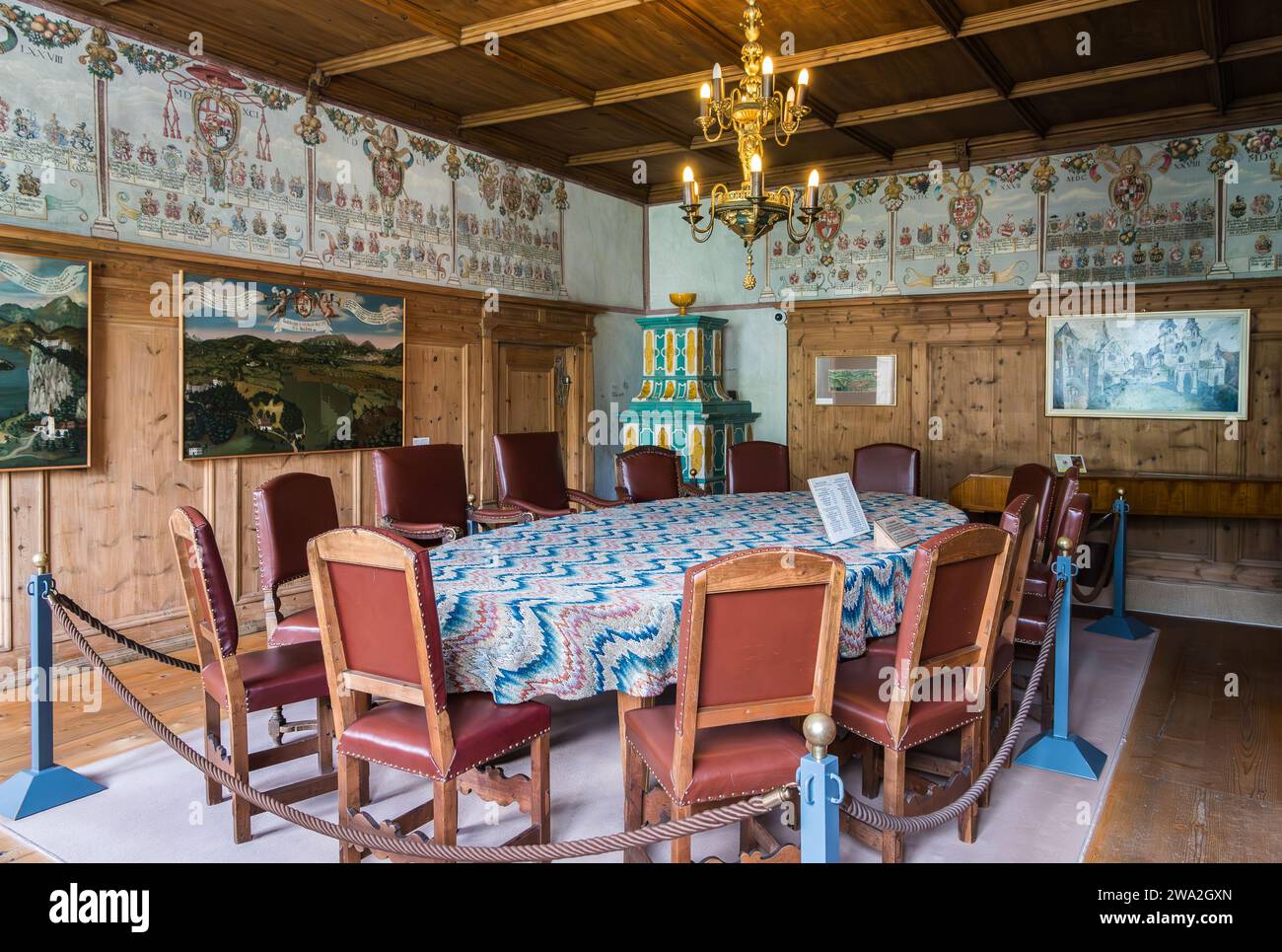 Portraits and heraldic coats of arms od Hofburg, palace of the princes ...