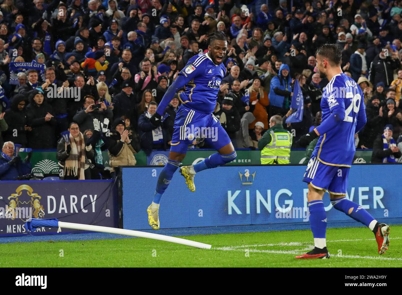 Stephy Mavididi of Leicester City celebrates his goal to make it 4-1 ...