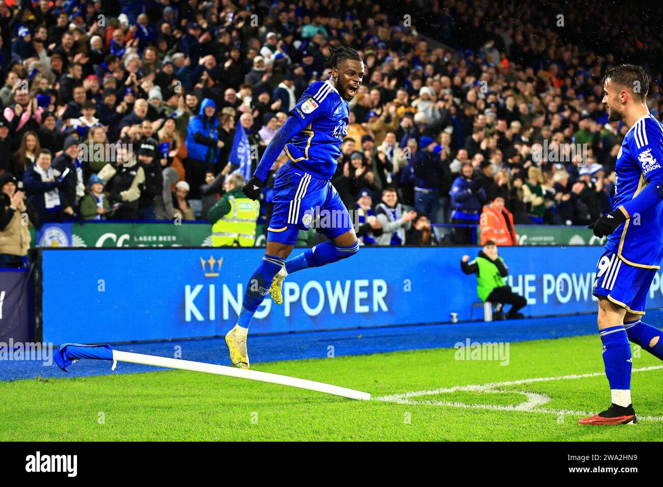 Leicester, UK. 01st Jan, 2024. Stephy Mavididi of Leicester City scores ...
