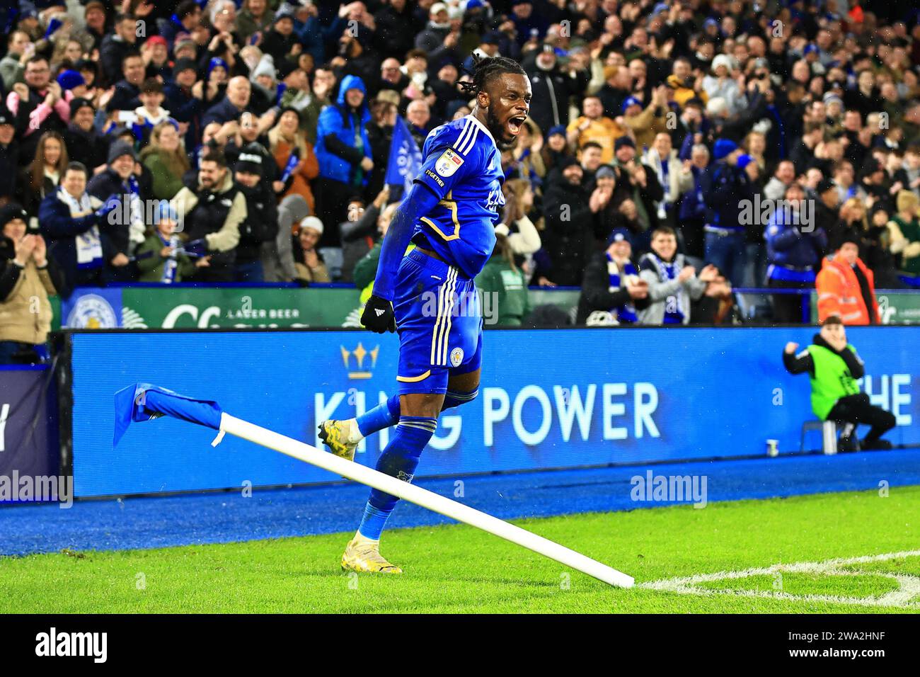 Leicester, UK. 01st Jan, 2024. Stephy Mavididi of Leicester City scores ...