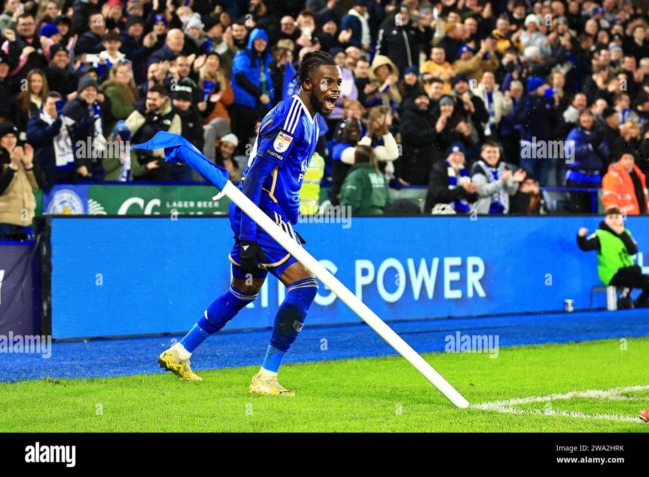 Leicester, UK. 01st Jan, 2024. Stephy Mavididi of Leicester City scores ...
