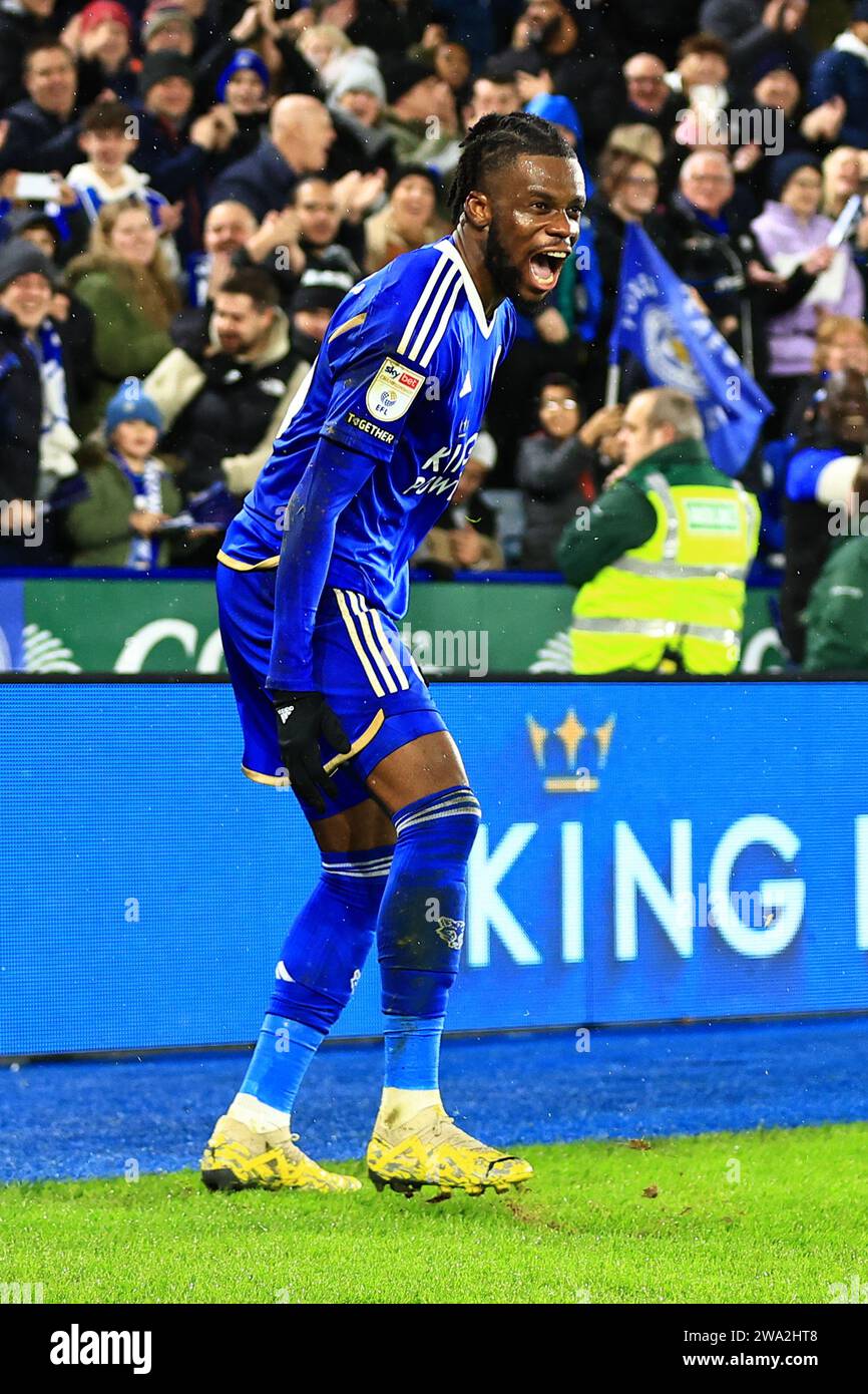 Leicester, UK. 01st Jan, 2024. Stephy Mavididi of Leicester City scores ...