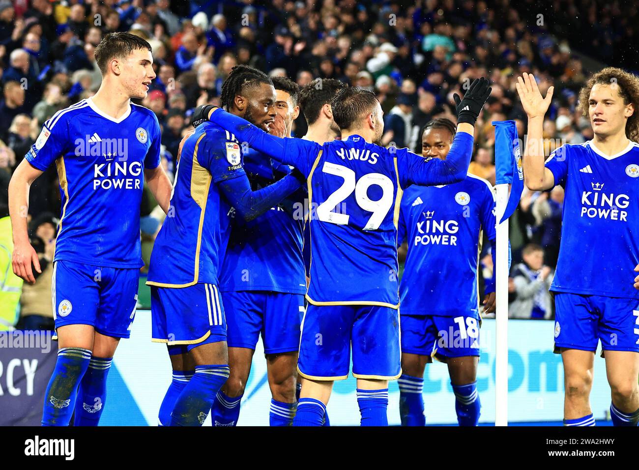 Leicester, UK. 01st Jan, 2024. Stephy Mavididi of Leicester City scores ...