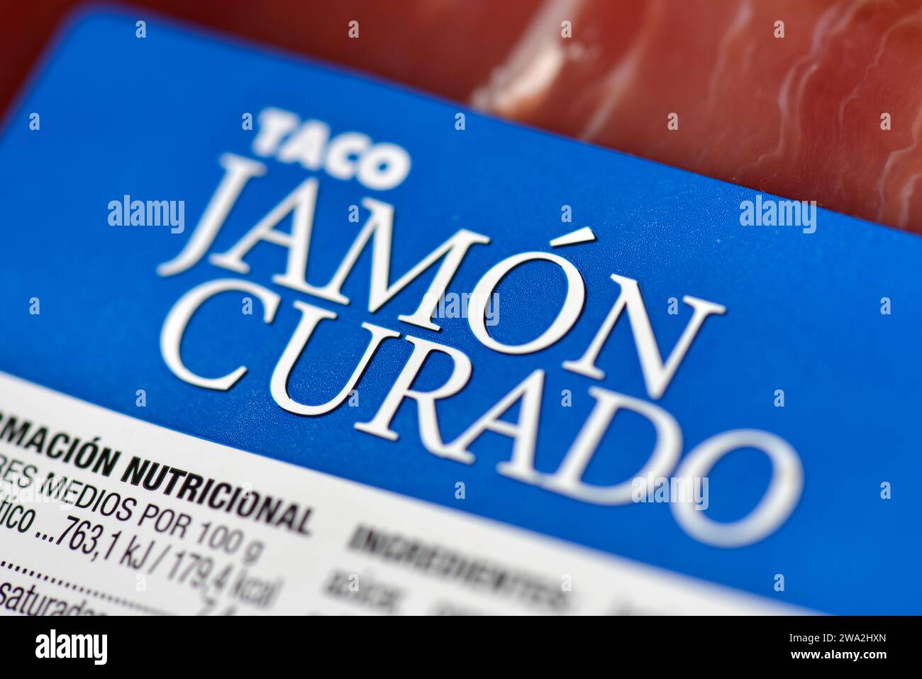 Taco de Jamón curado cured meat Spanish prosciutto label and packaging ...