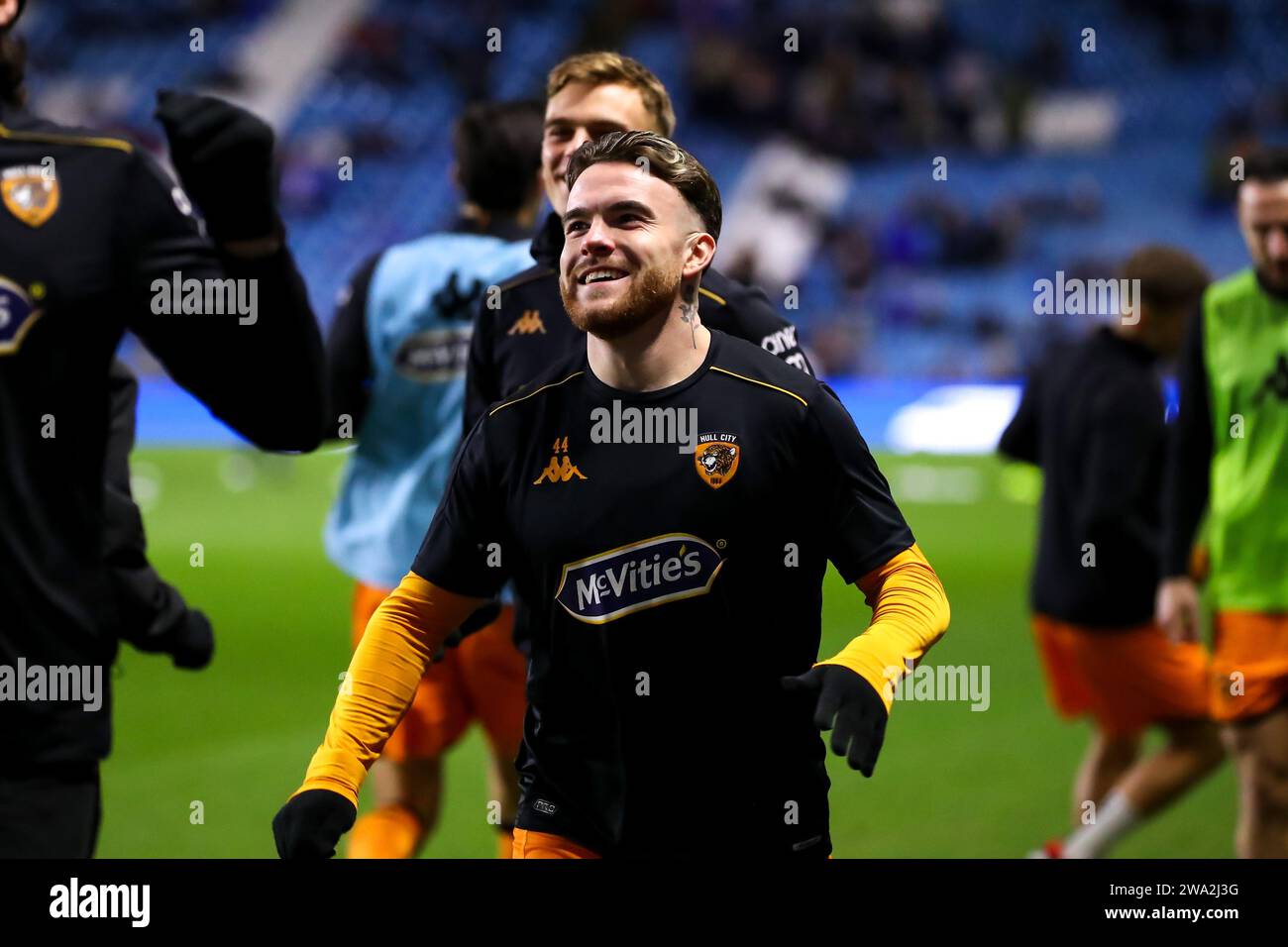 Aaron Connolly 44 of Hull City warms up during the Sky Bet Championship ...