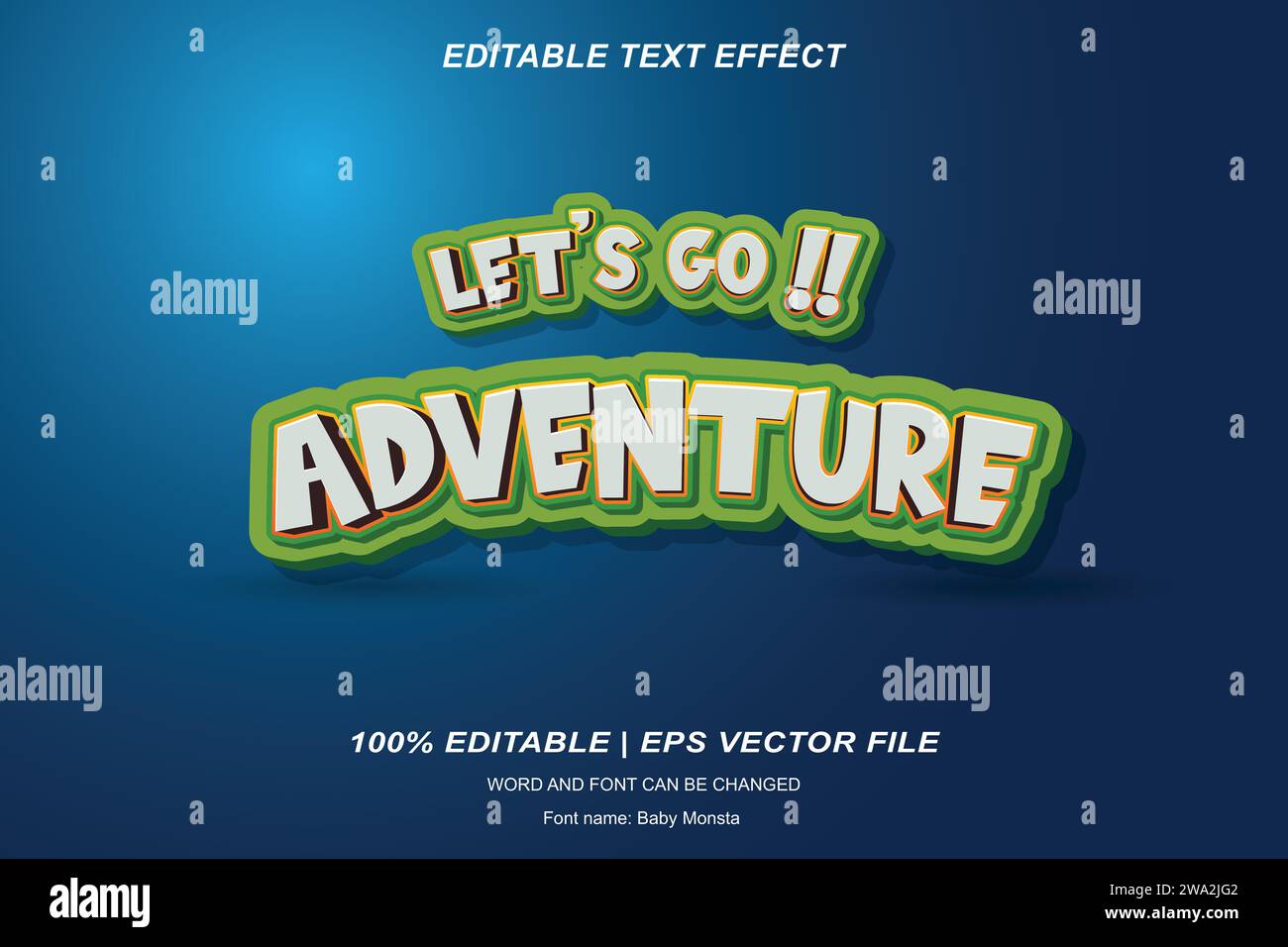 Let's go adventure banner text style effect 3d editable vector design ...