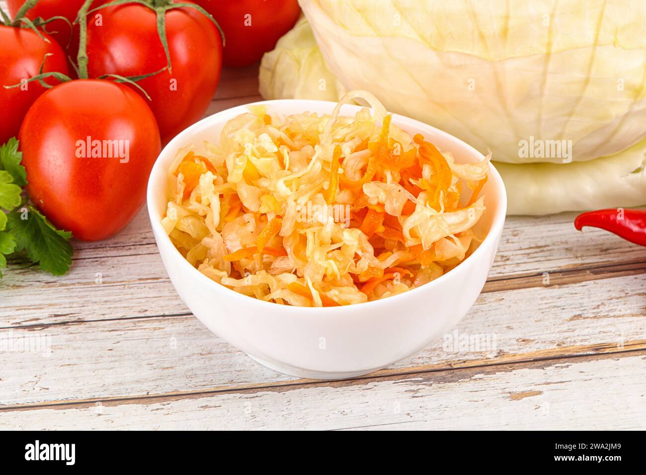 Fermented raw cabbage sauerkraut in the bowl Stock Photo - Alamy