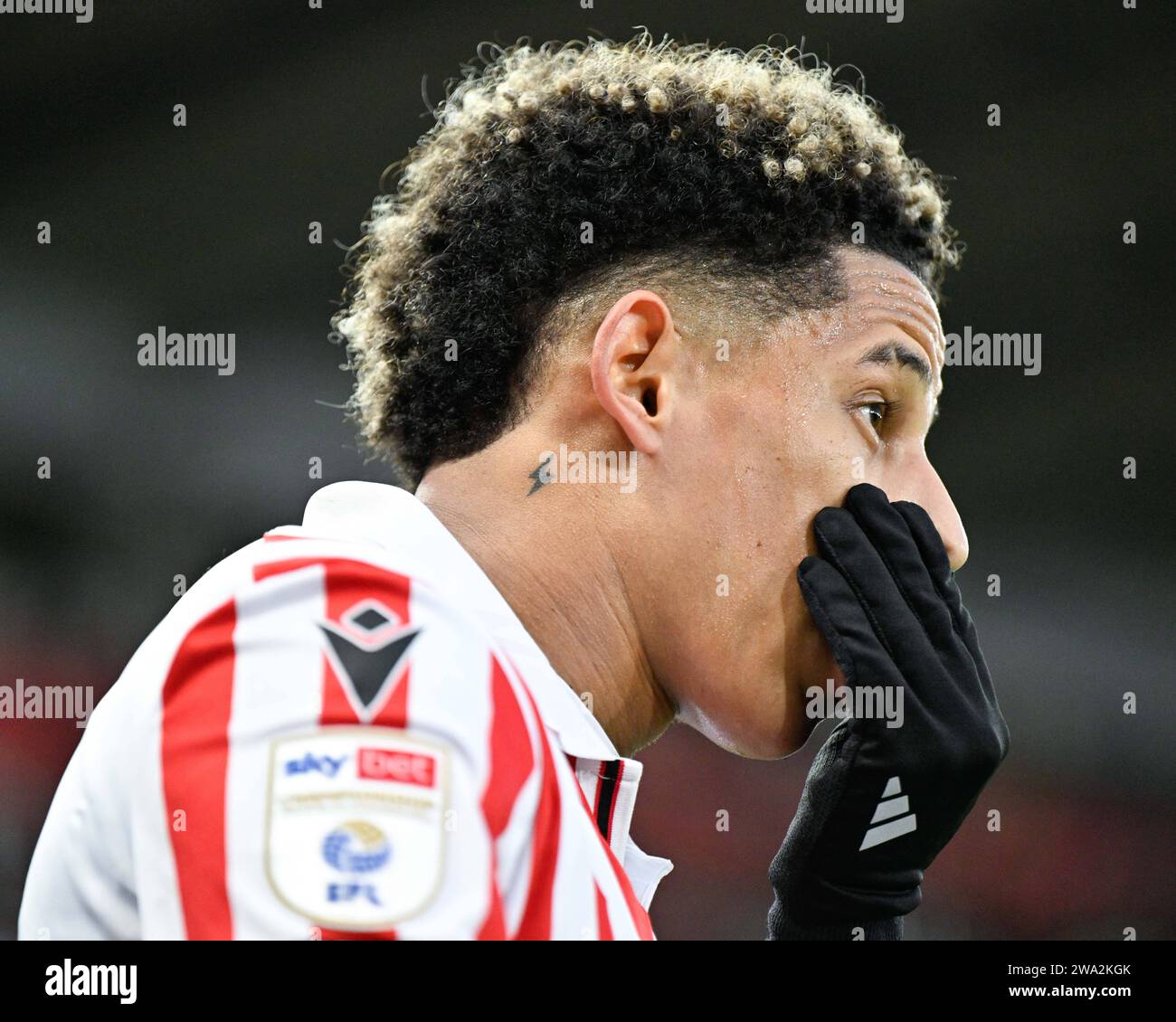 Stoke On Trent, UK. 01st Jan, 2024. André Vidigal of Stoke City shows ...