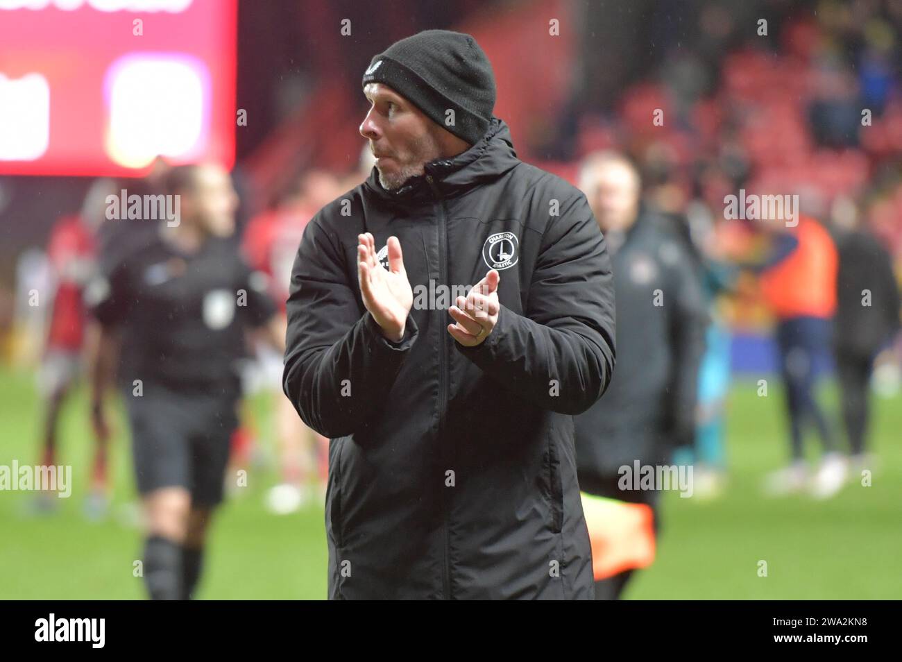 London, England. 1st Jan 2024. Charlton Athletic Head Coach Michael ...