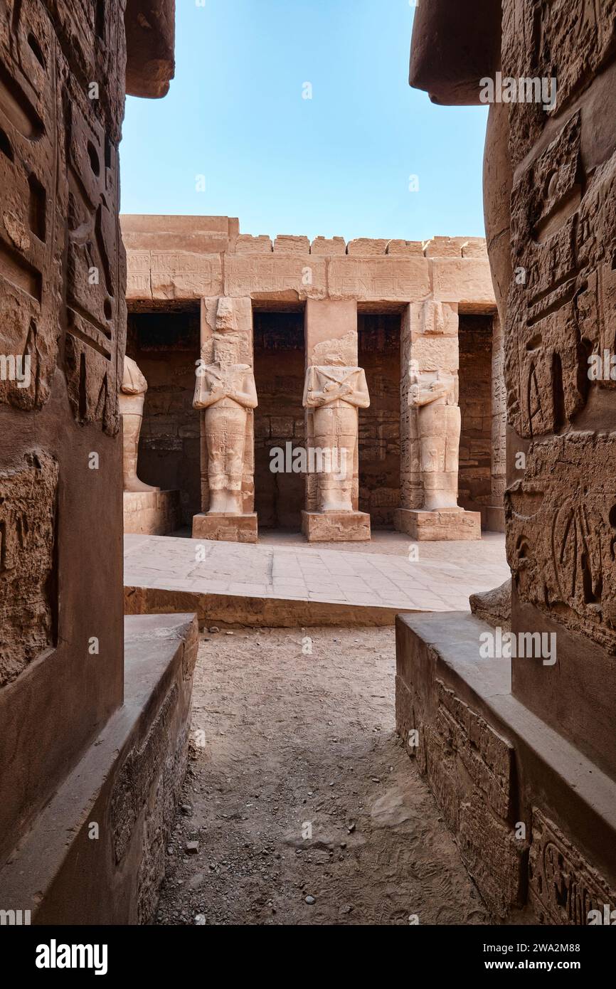 Luxor, Egypt - December 26 2023: Ramesses III Temple, Ramses statues at ...