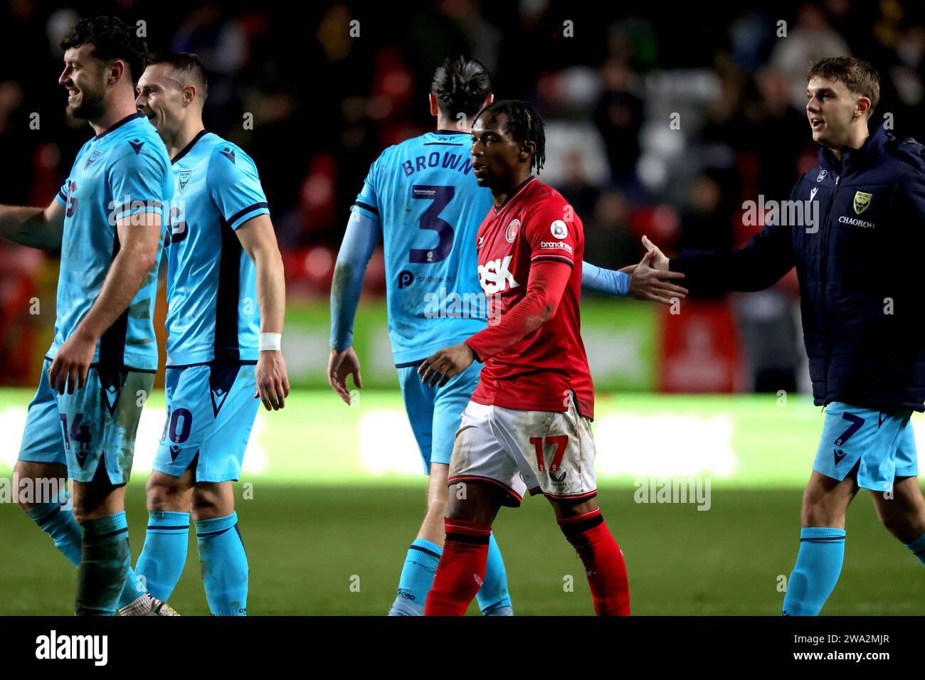 Charlton Athletic's Tayo Edun reacts after the final whistle as (left ...